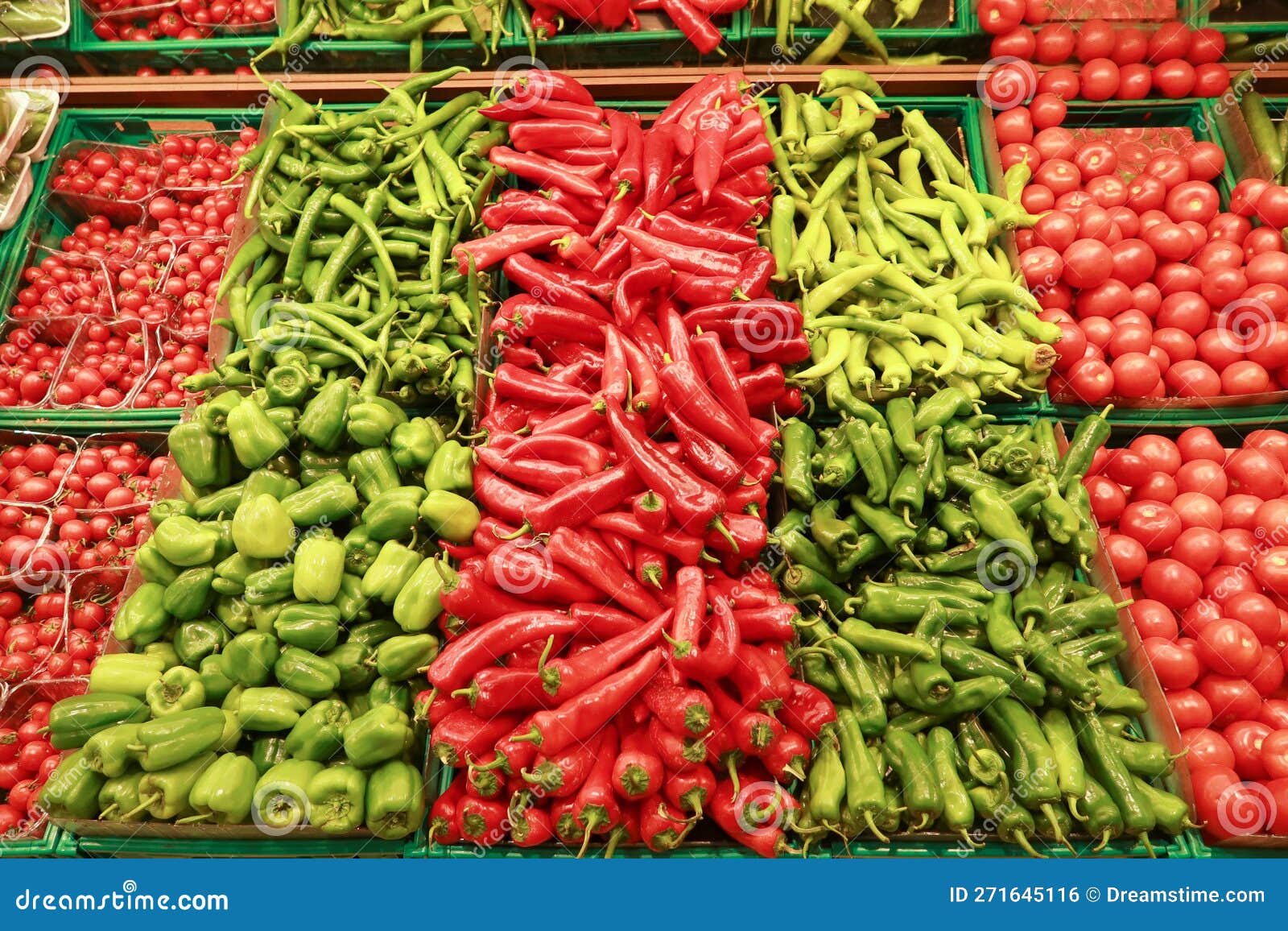 Green and Red Capsicum Displaying at Shop Stock Photo - Image of ...