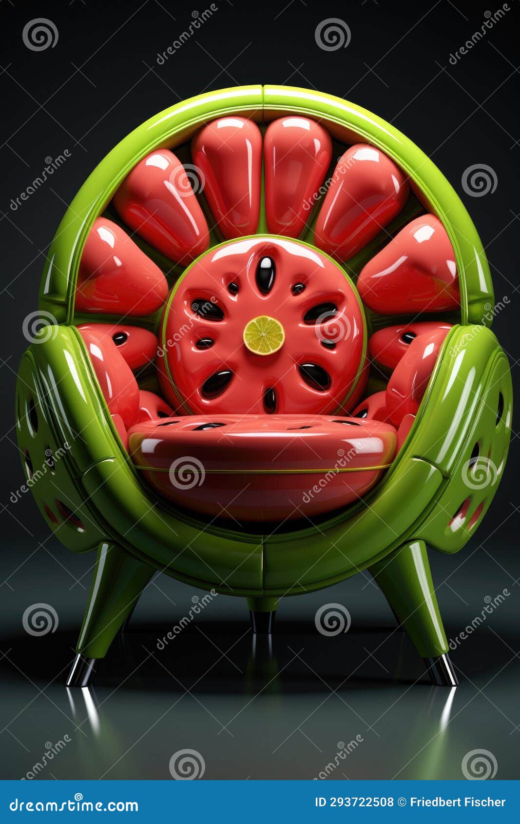 A Green and Red Chair with a Watermelon Design, Watermelon Chair. Stock ...
