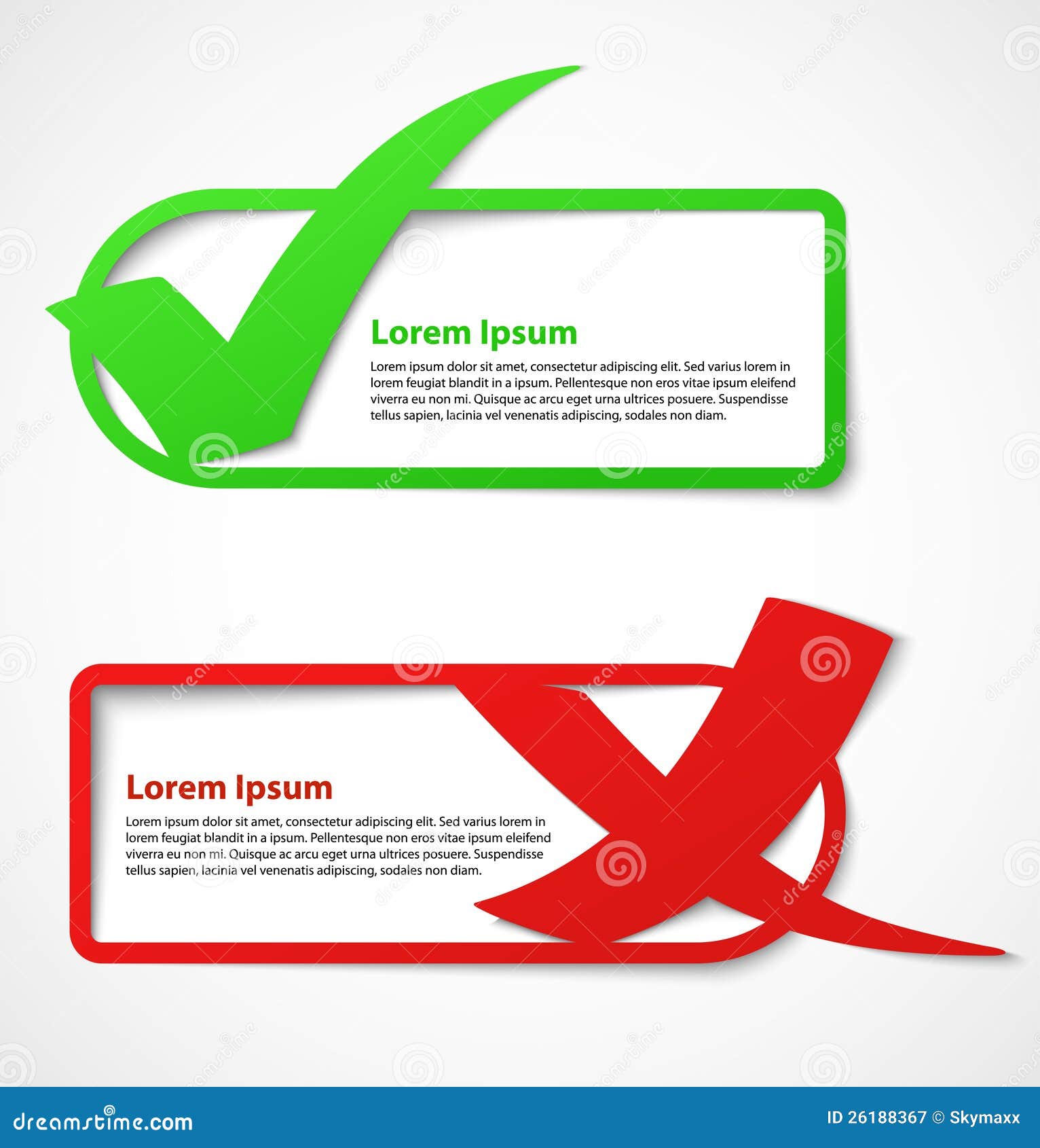 Green and Red Check Mark Banners Stock Vector - Illustration of paper ...