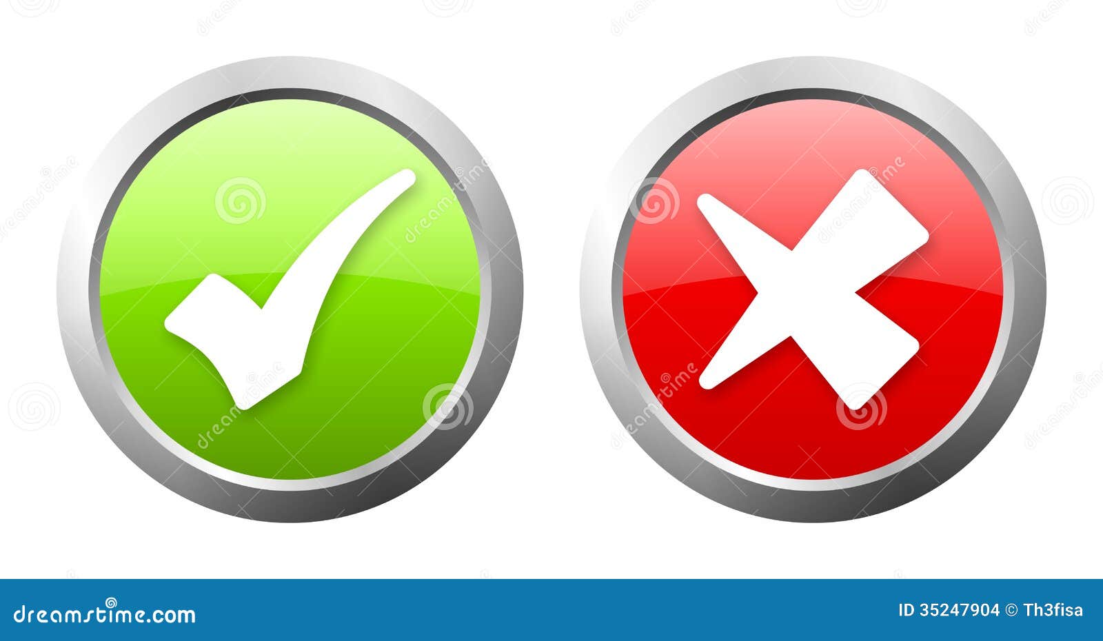 Green and Red Check Mark Button Stock Illustration - Illustration of ...