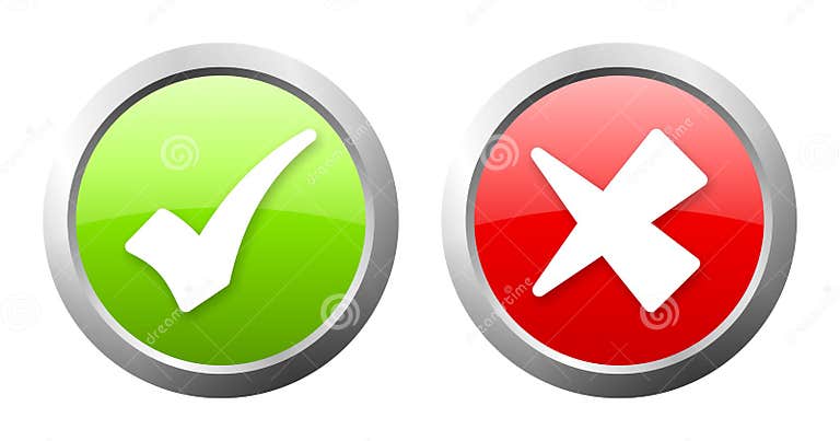 Green and Red Check Mark Button Stock Illustration - Illustration of ...