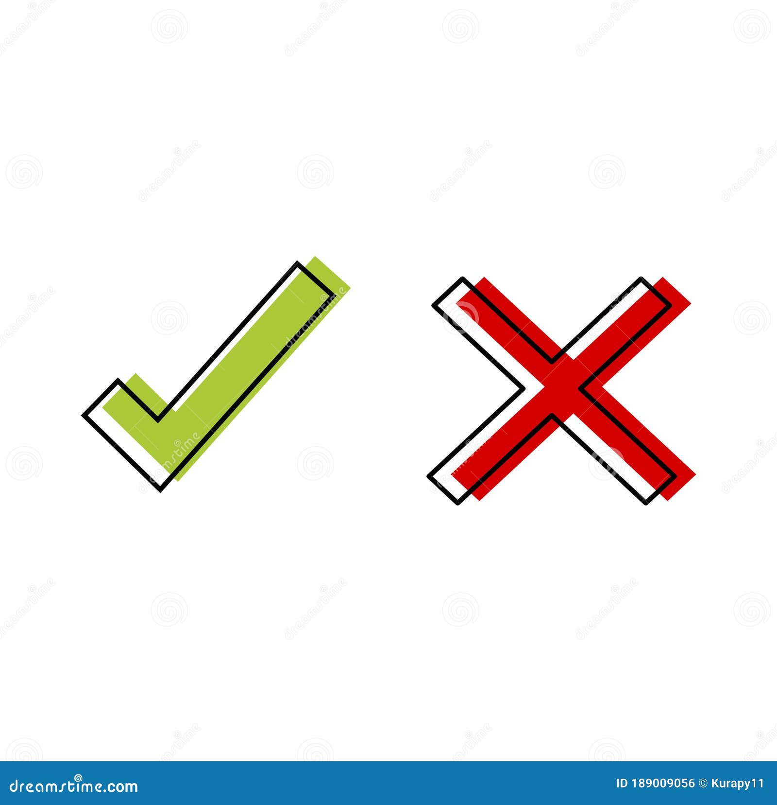 Icons - Checkmarks, Crosses, Pluses And Minuses Vector Illustration ...