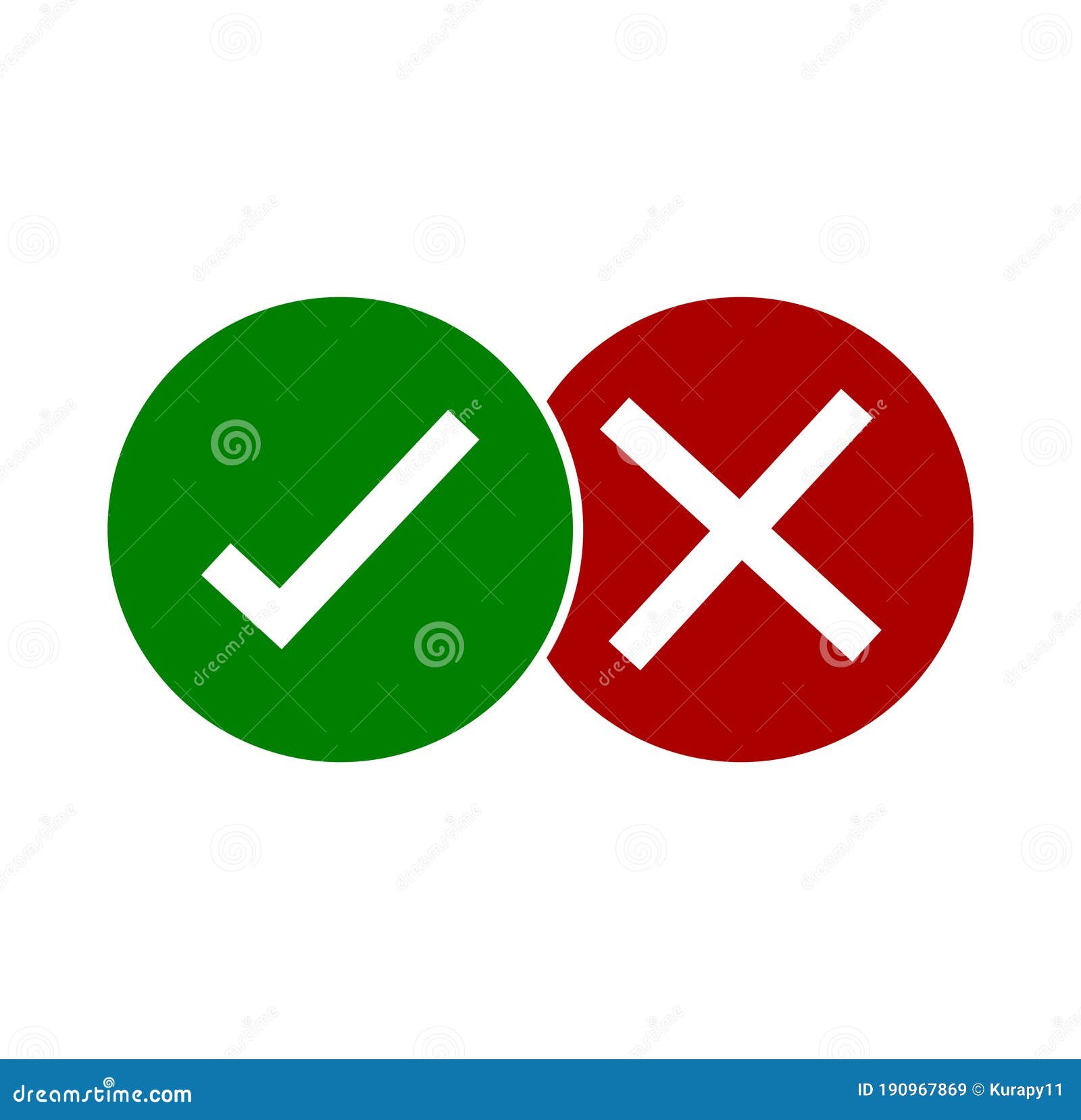 Green And Red Check Mark Icon. Checkmarks Flat Line Icons Set. Stock ...