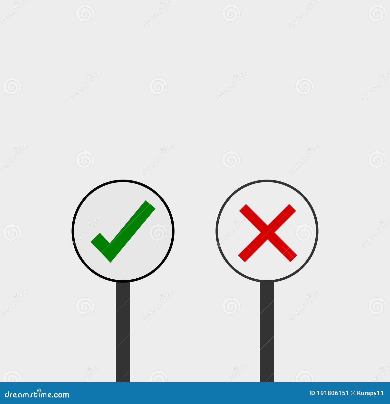 Green and Red Check Mark Icon. Stock Illustration - Illustration of ...