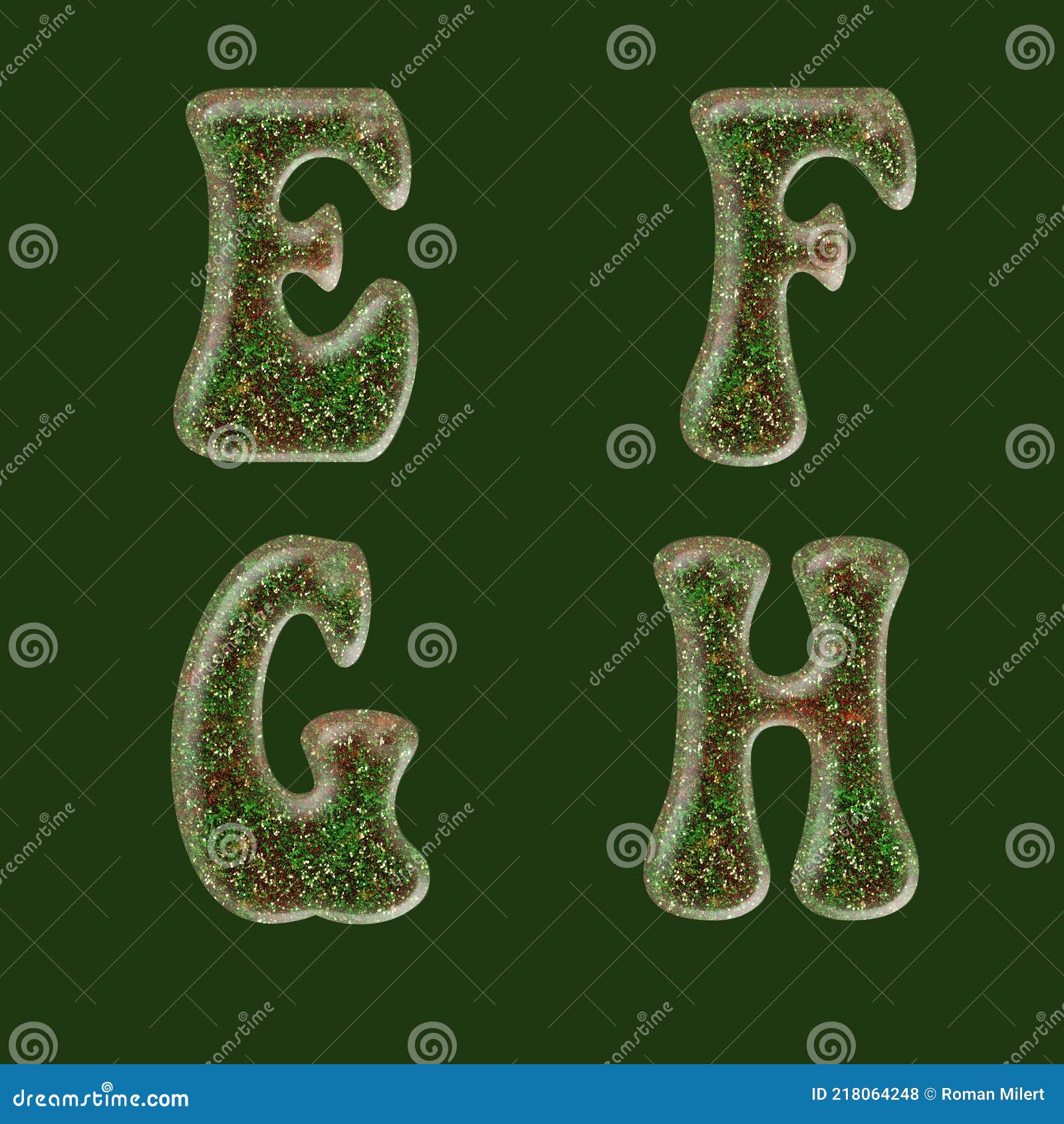 Green and Red Glitter Capital Letter Alphabet - Letters E-H Stock ...