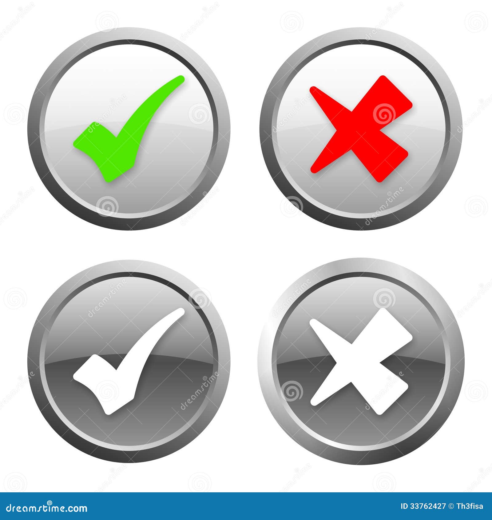Green, Red and Gray Check Mark Buttons Stock Illustration ...