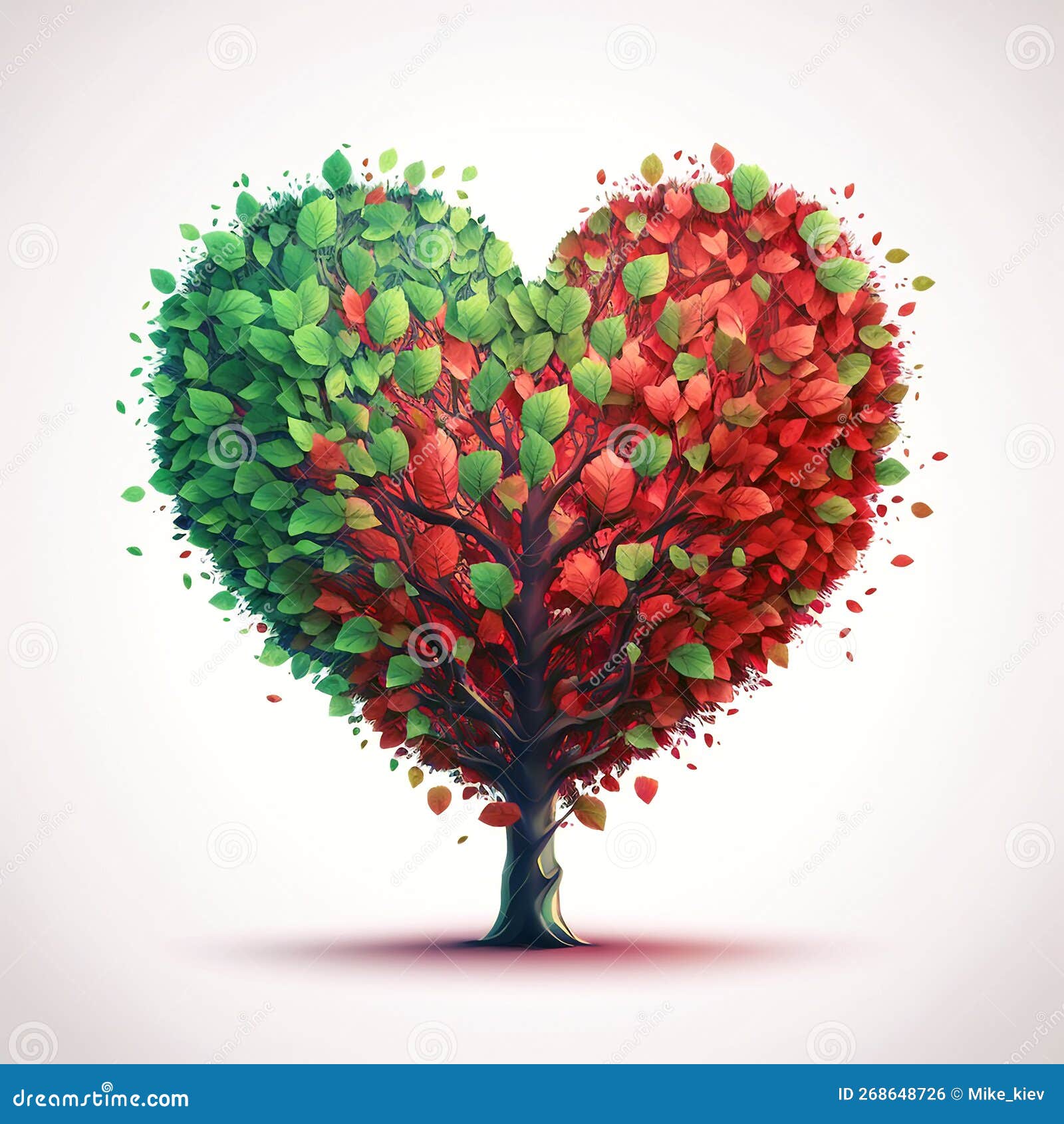 Green Red Heart Shaped Tree Stock Illustration - Illustration of ...