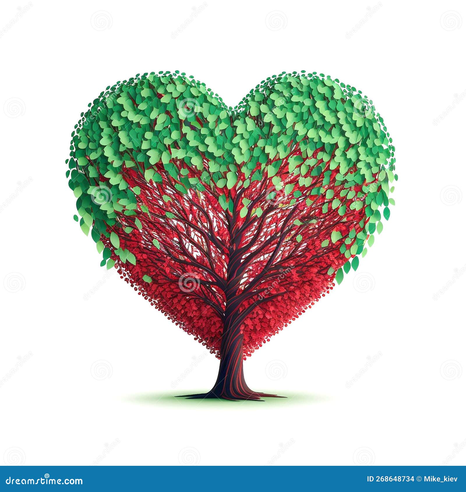 Green Red Heart Shaped Tree Stock Illustration - Illustration of ...