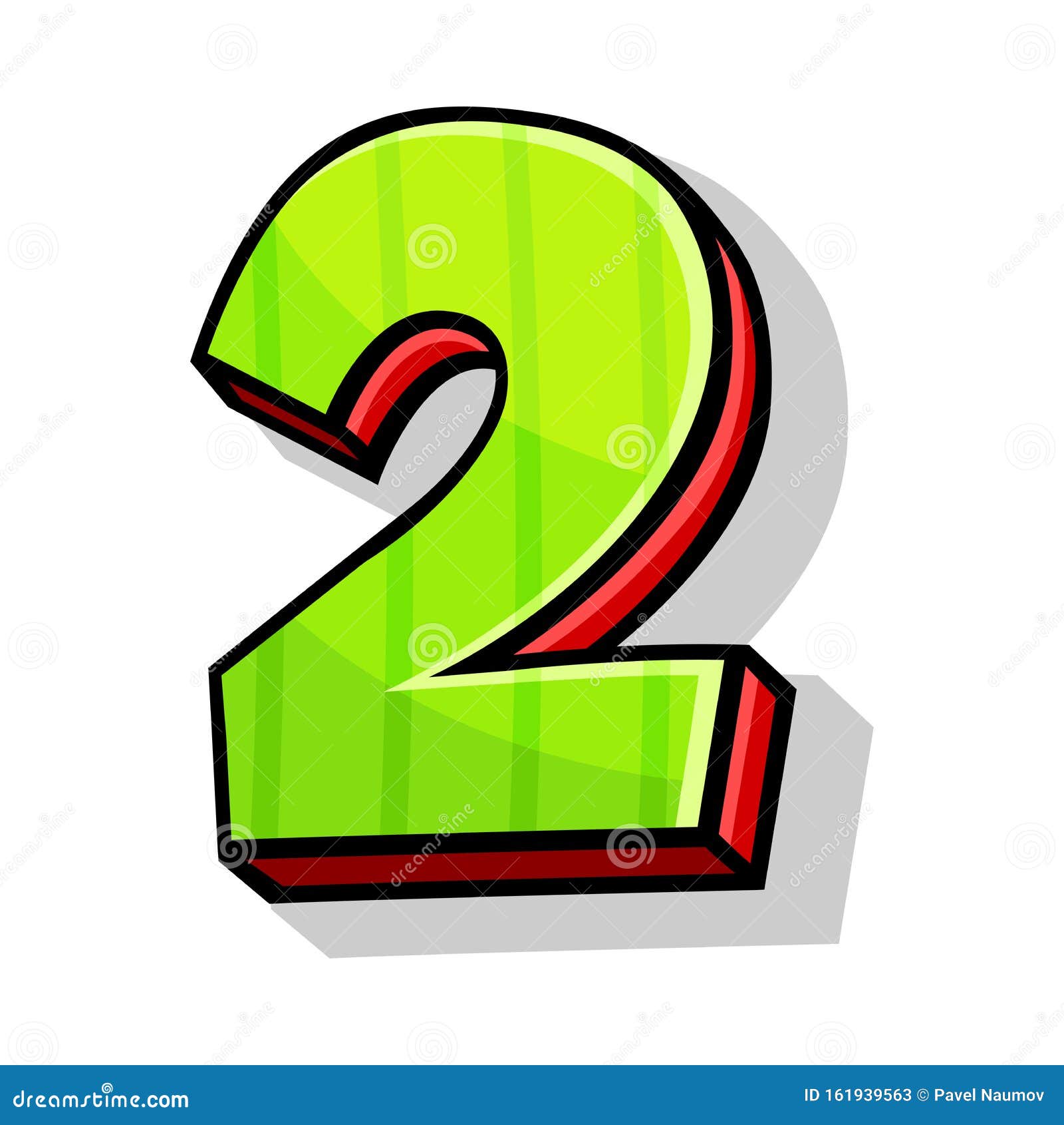 Isometric Green and Red Playful Number Two from Font Design Vector ...
