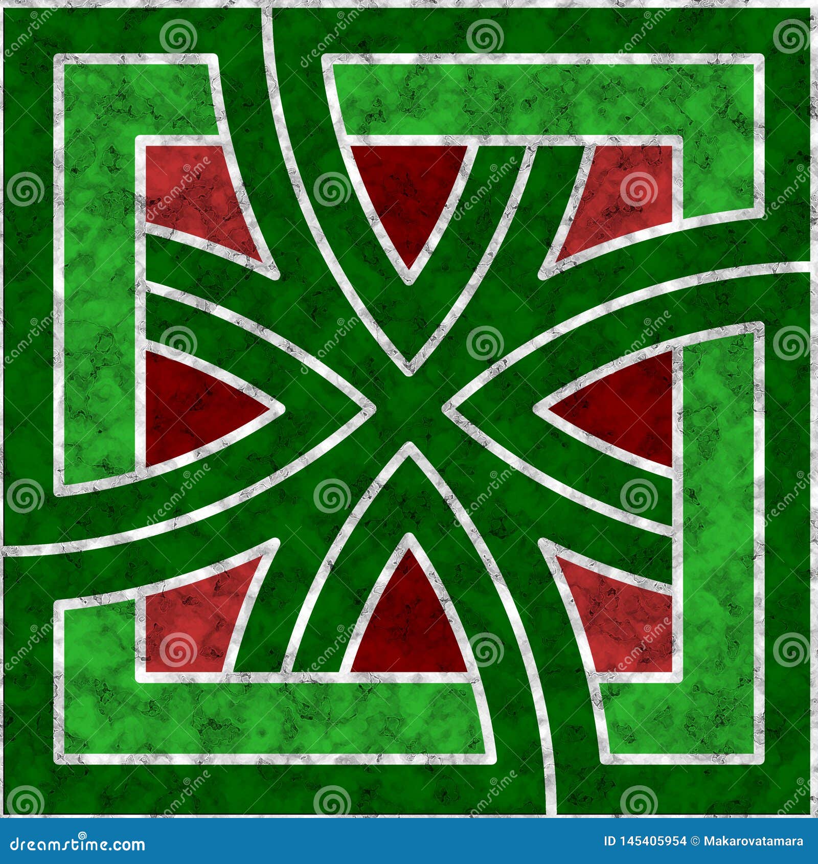 Green and Red Marble Tile with Geometric Pattern Stock Illustration ...