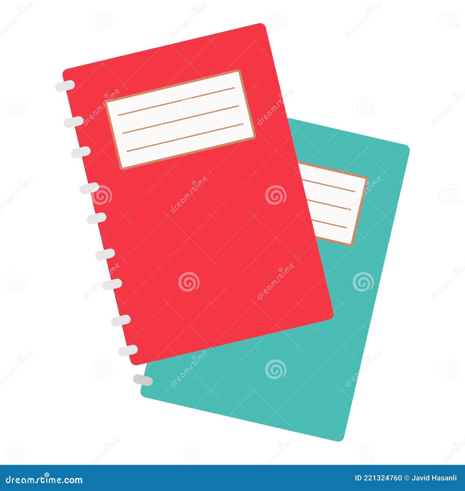 Green and Red Notebook and Vector Hand Drawn Cute Illustration. Back To ...