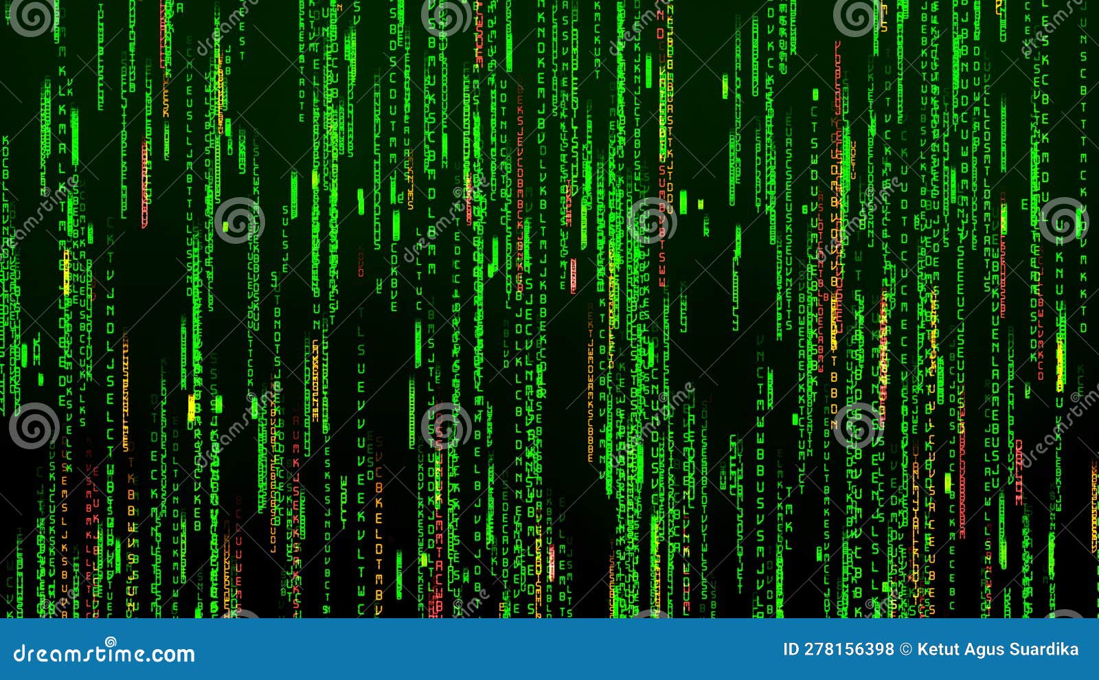 Green Red Orange Shiny Random Vertical Digital Letters Particles Matrix ...