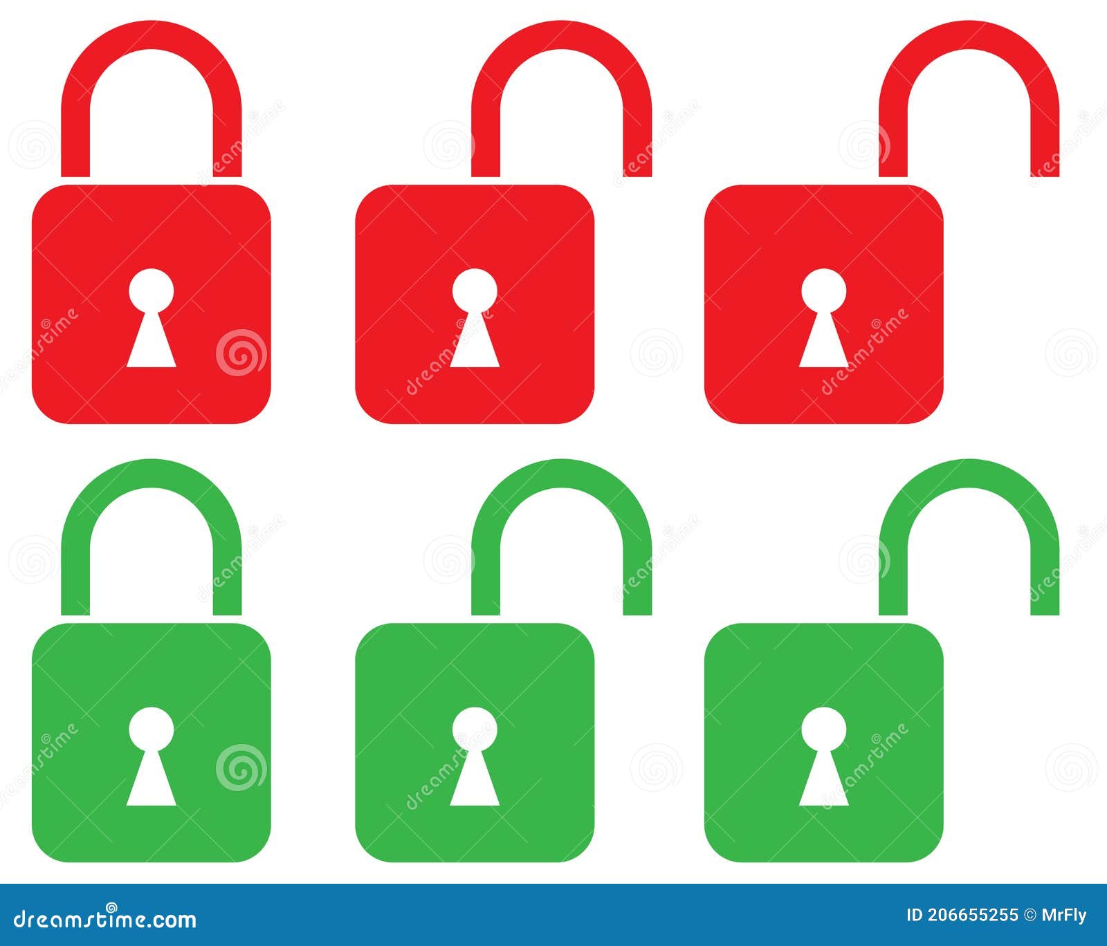 Green and Red Padlock Web Icon Set, Vector Illustration Stock Vector ...