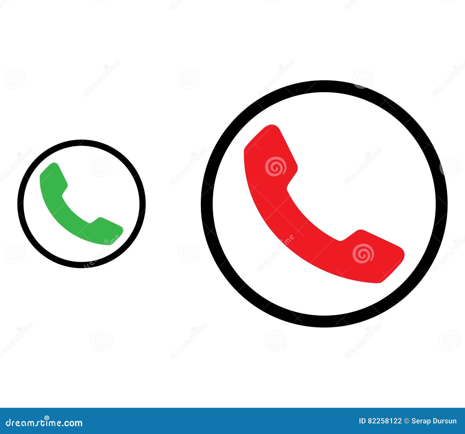 Green and Red Phone Icon Design. Stock Illustration - Illustration of ...