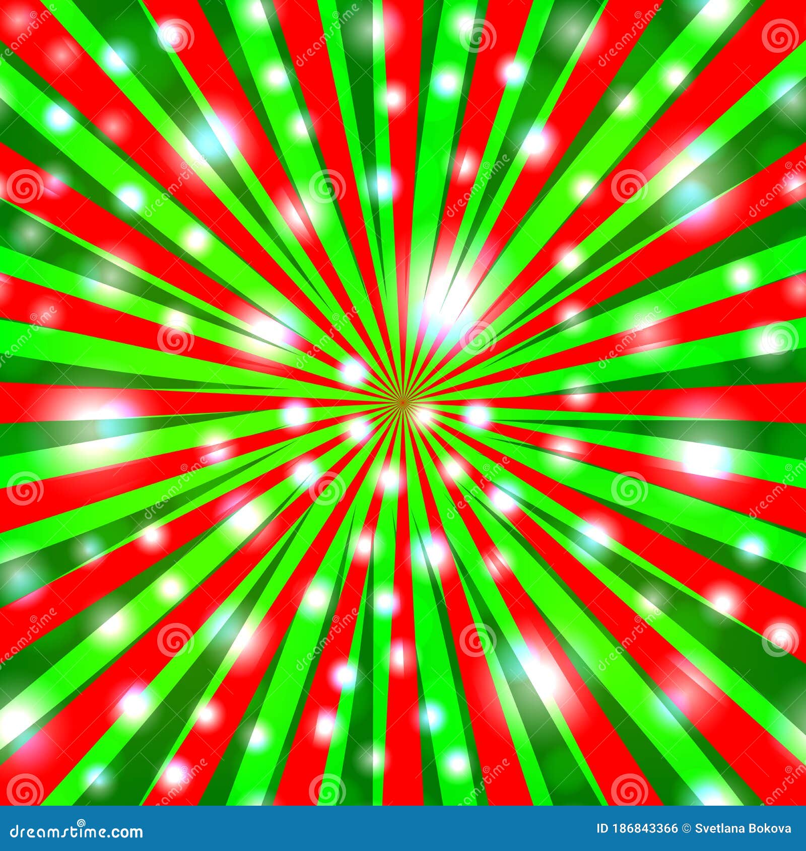 Green and Red Rays in Circular Design Whith Bokeh Lights. Stock Vector ...