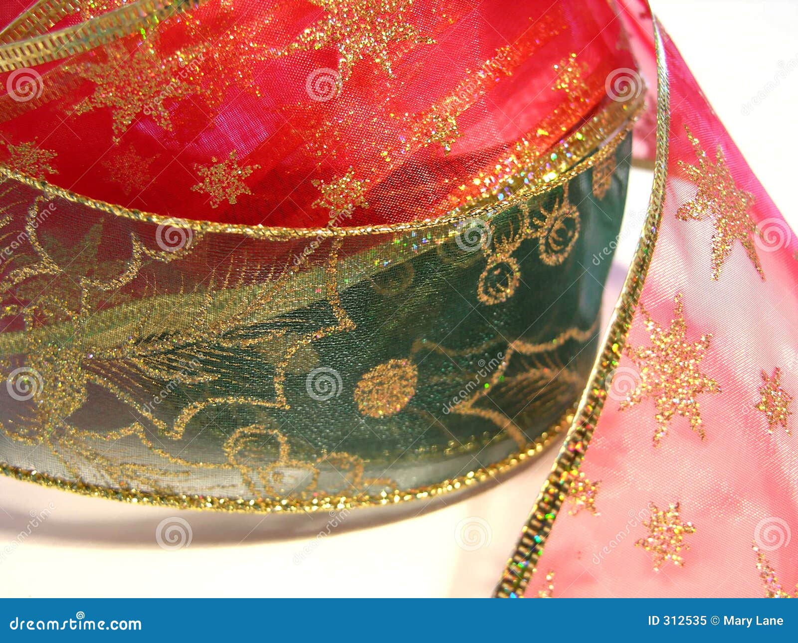 Green and Red Ribbon stock image. Image of christmas, leaves - 312535