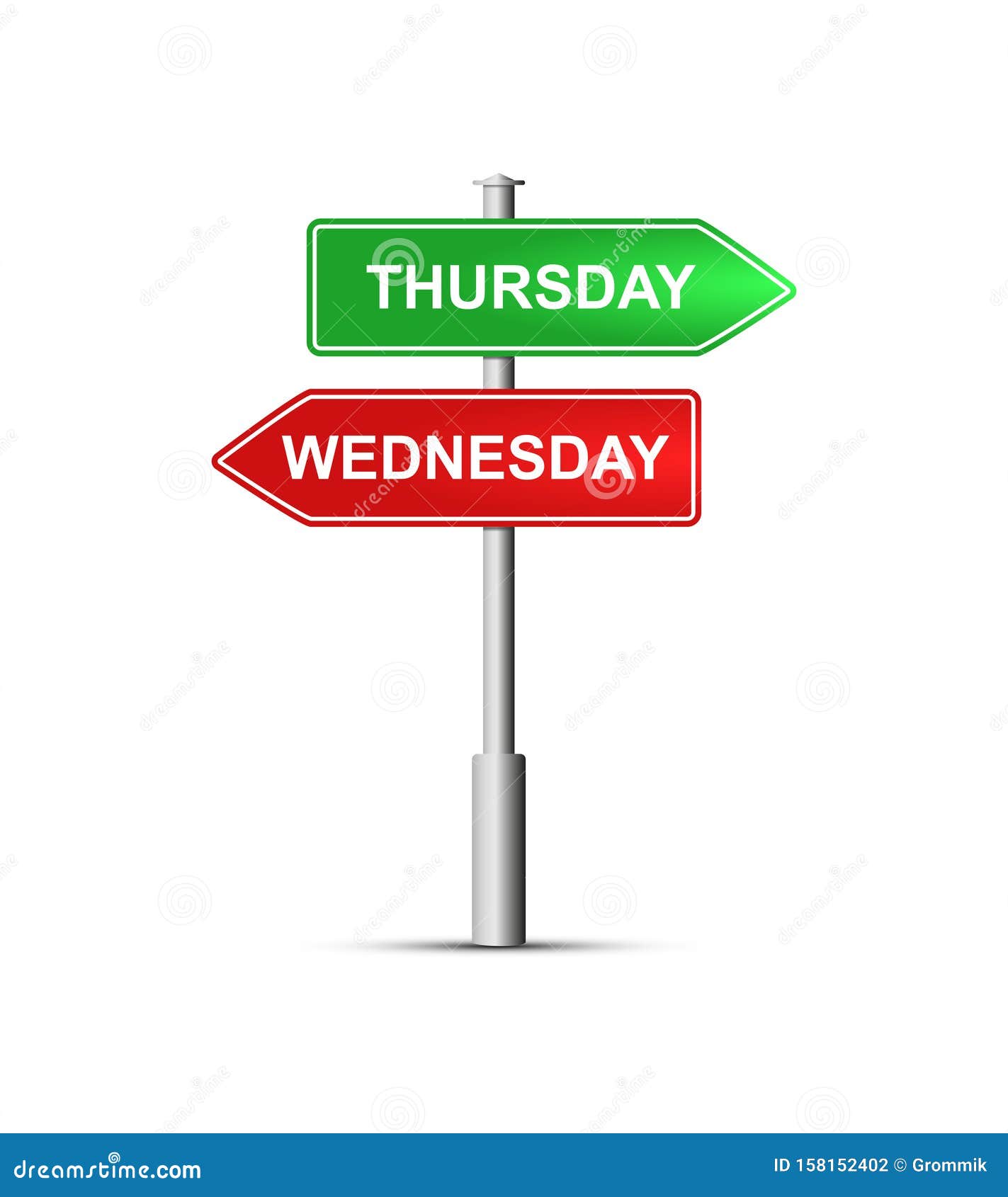 Green and Red Pointer with the Name of the Days of the Week Thursday ...