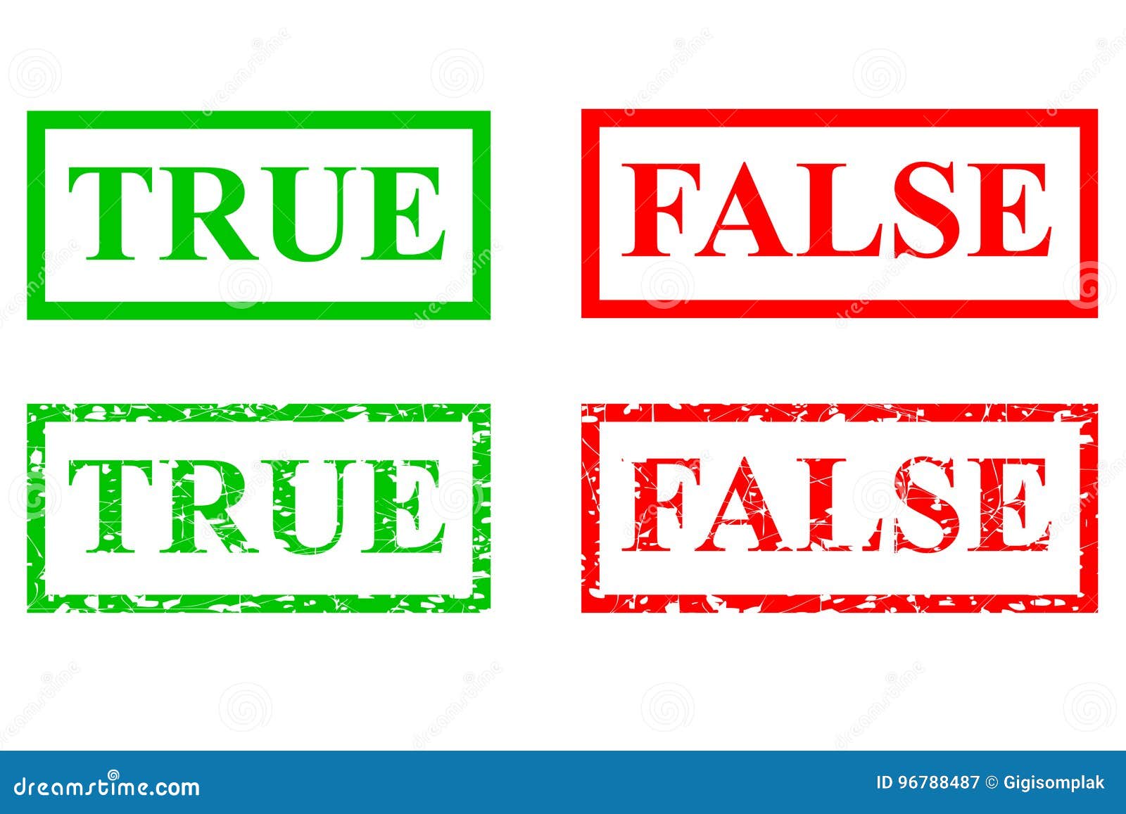 Green and Red Rubber Stamp Effect Sign True and False Stock Vector ...