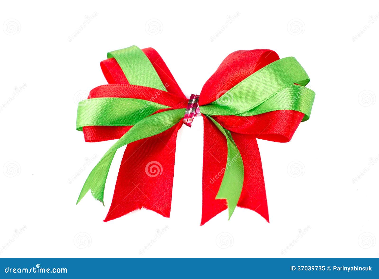 Green and Red Satin Ribbon Gift Bow Stock Image - Image of decorative ...