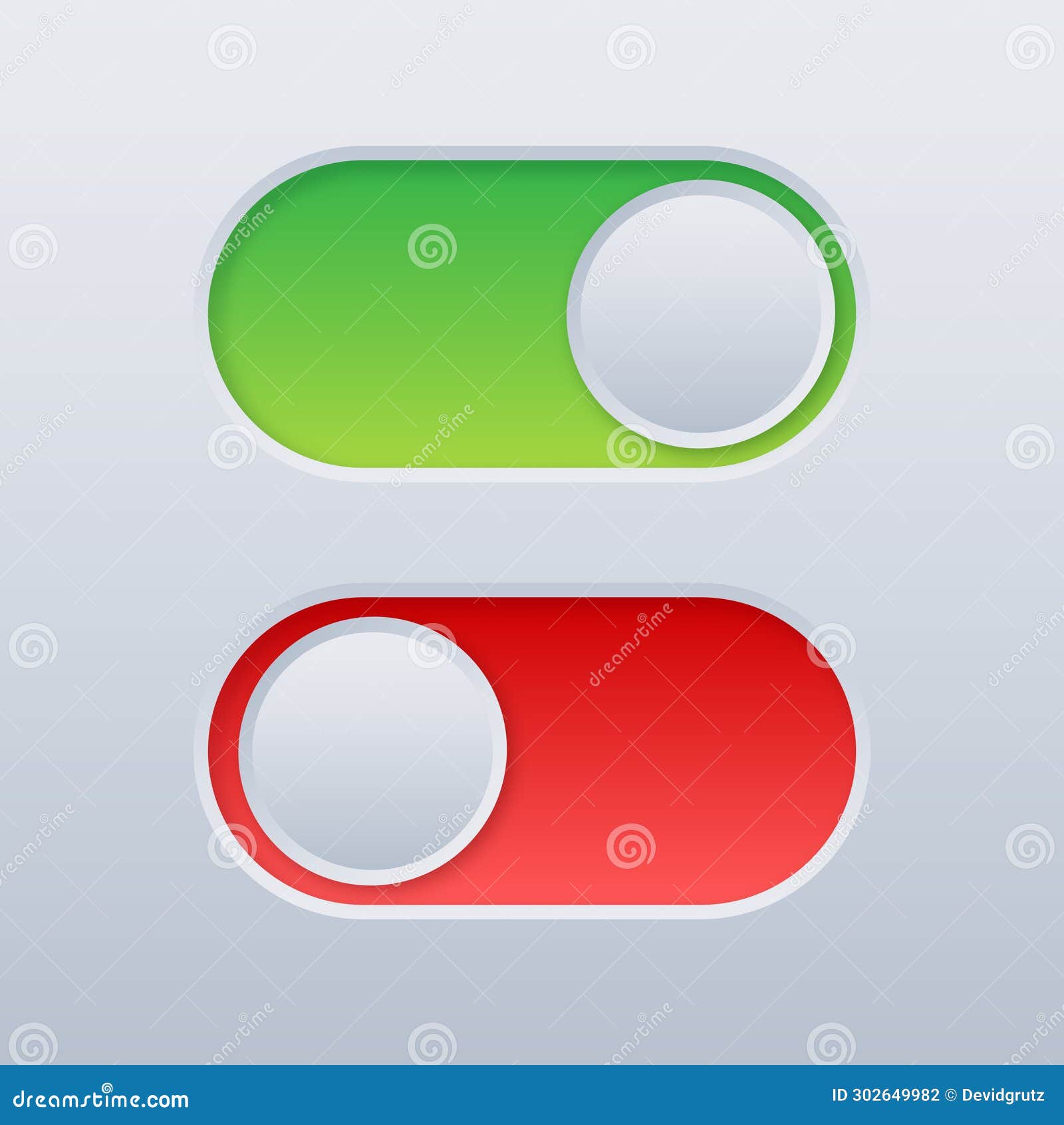 Green and Red Slider Toggle Buttons in a Glossy Design for User ...
