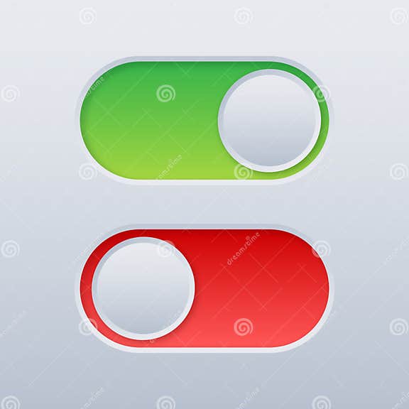 Green and Red Slider Toggle Buttons in a Glossy Design for User ...