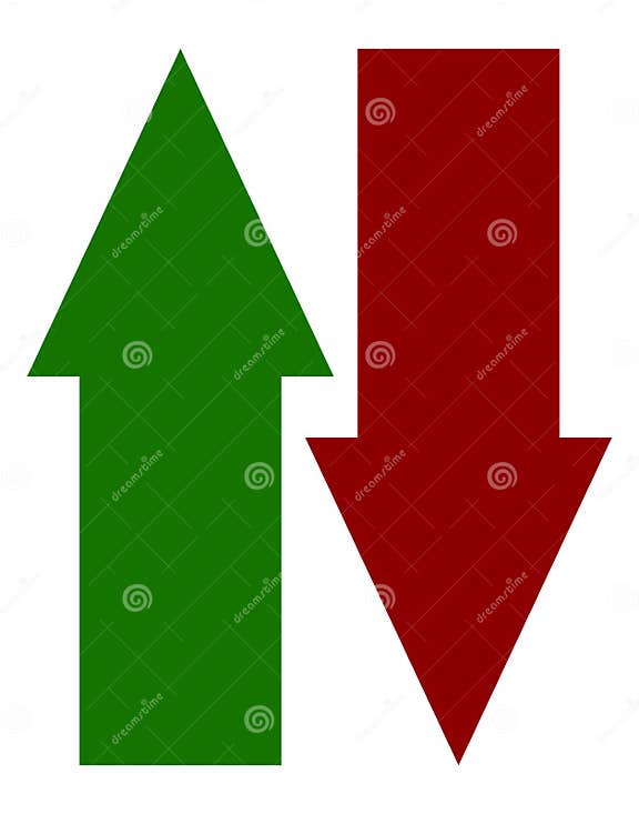 Green Red Up Down Arrow Icons Vertical Arrows In Opposite Dir Stock