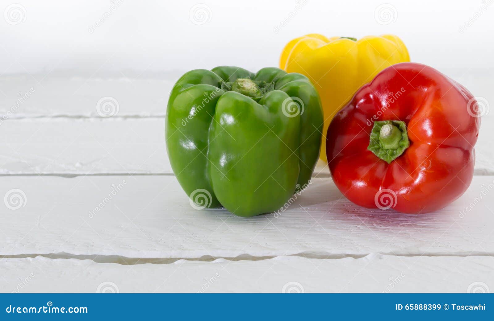 Green, Red and Yellow Capsicum on White Background Stock Image - Image ...