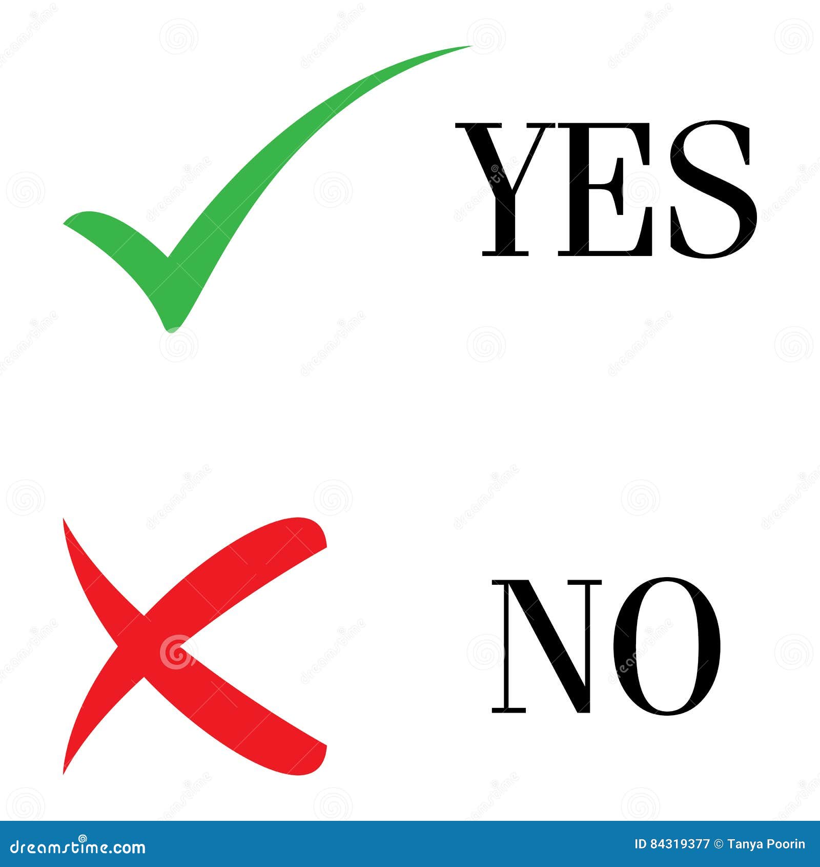 Green with Red Yes or No Isolated on White Background. Stock Vector ...