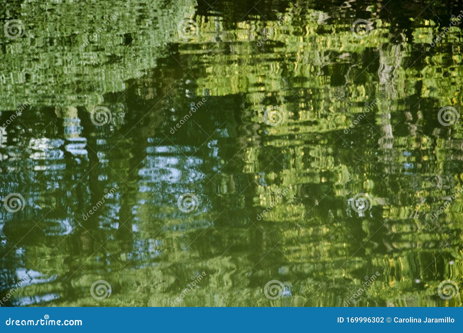 Green Reflections on Moving Water Surface Stock Photo - Image of ...