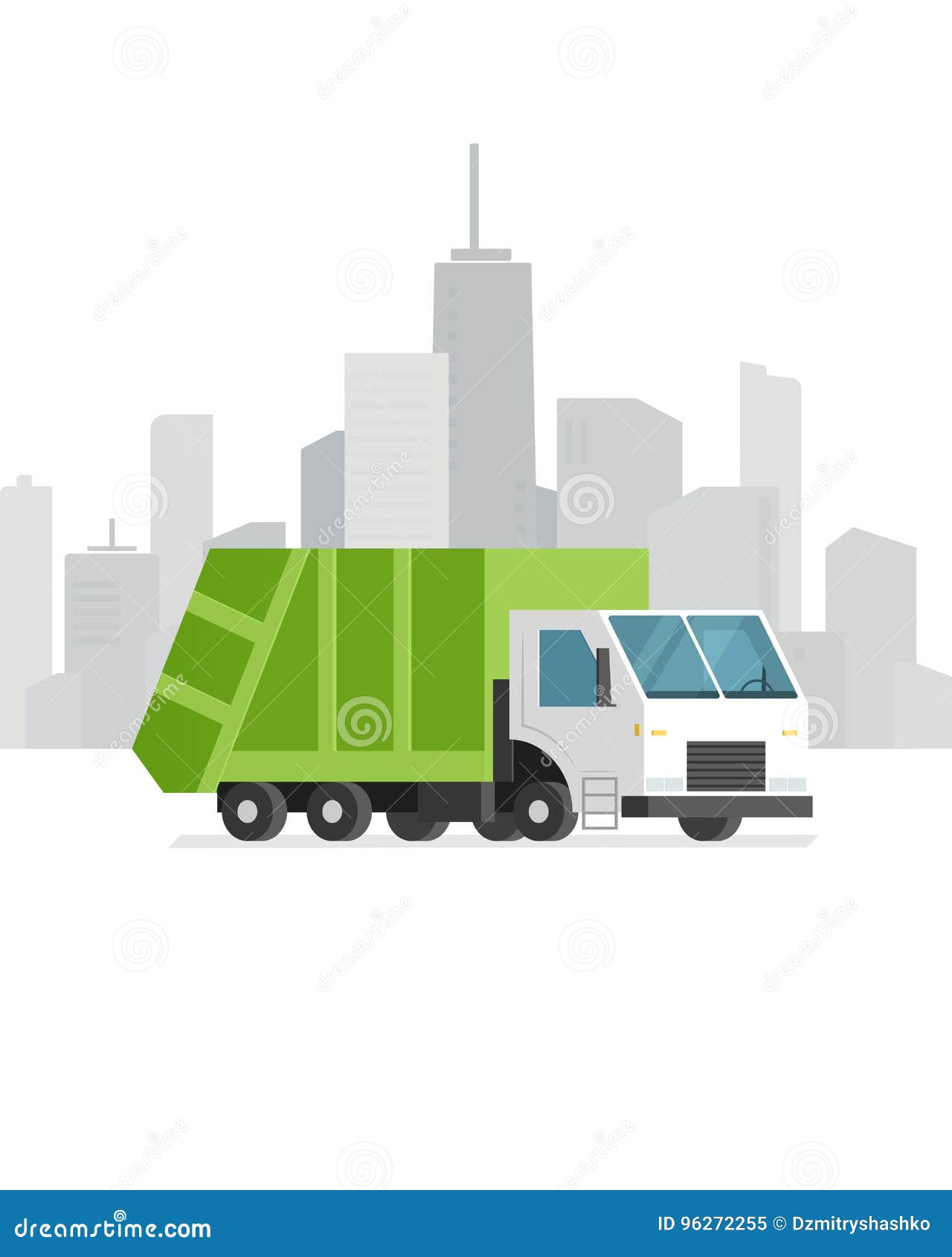 Refuse Truck With Recycle Garbage Bags Vector Illustration ...