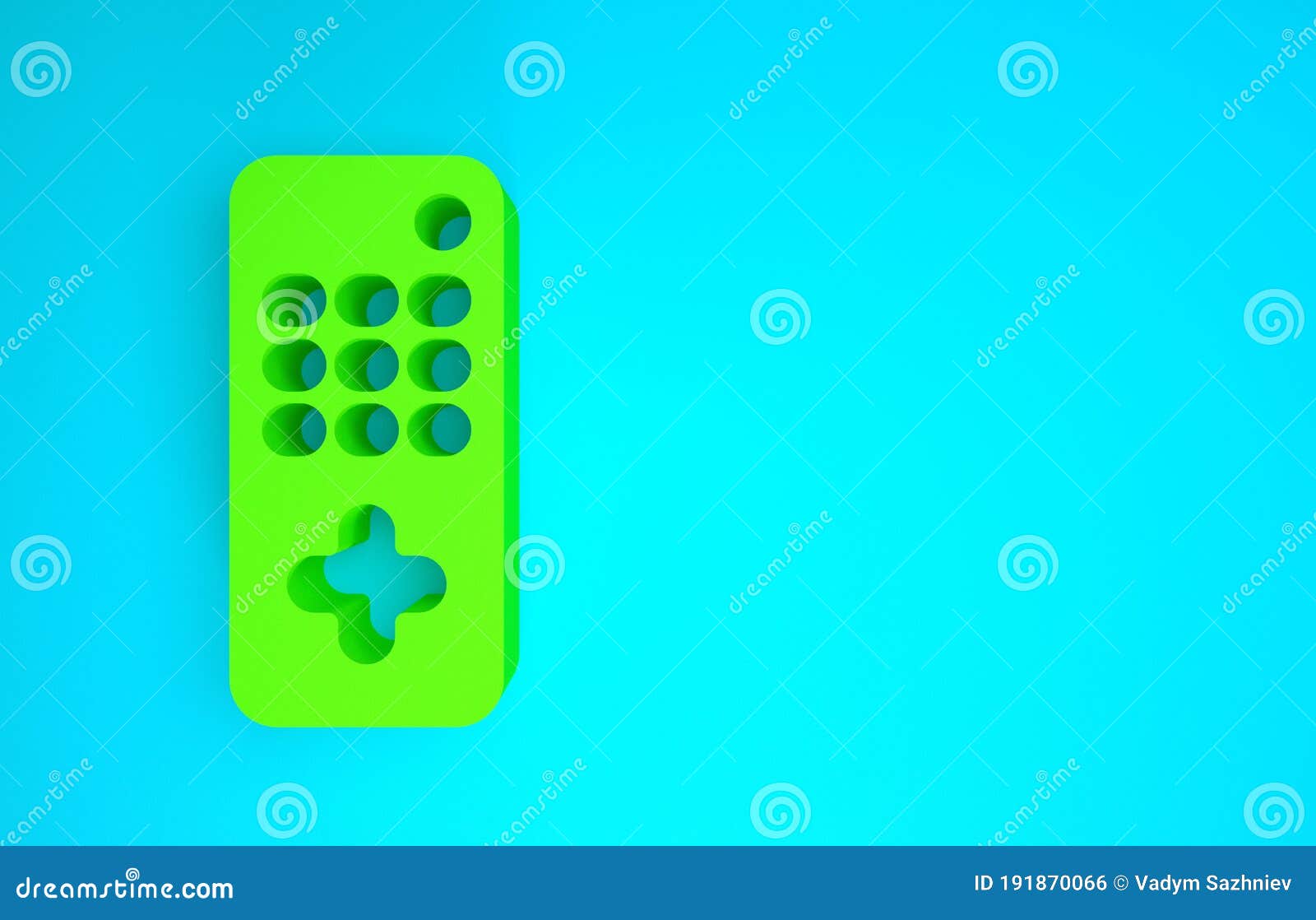 Green Remote Control Icon Isolated on Blue Background. Minimalism ...