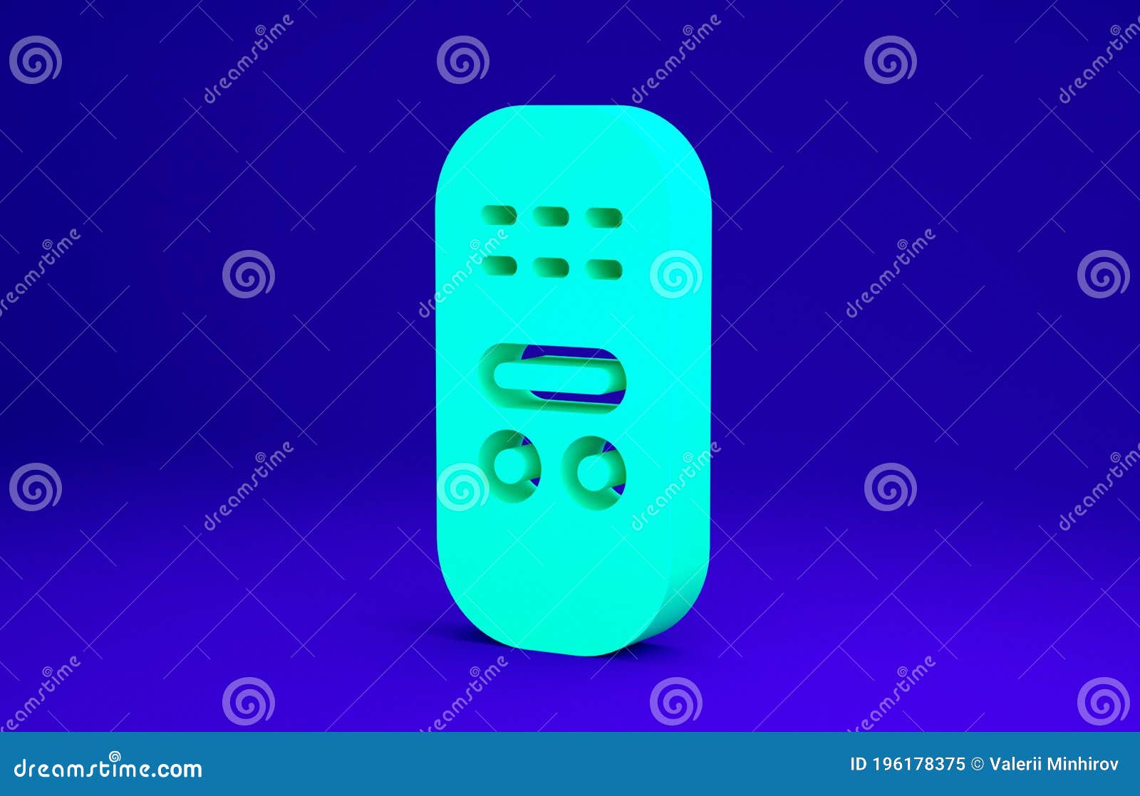 Green Remote Control Icon Isolated on Blue Background. Minimalism ...