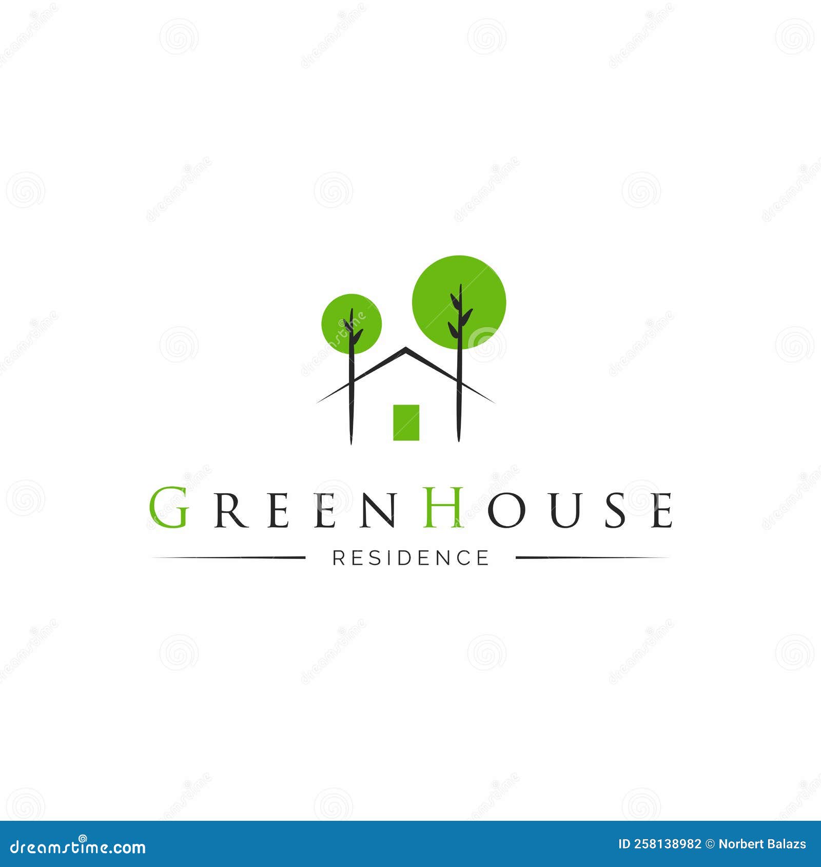 Green House Logo. House between Trees Logo Template Stock Vector ...