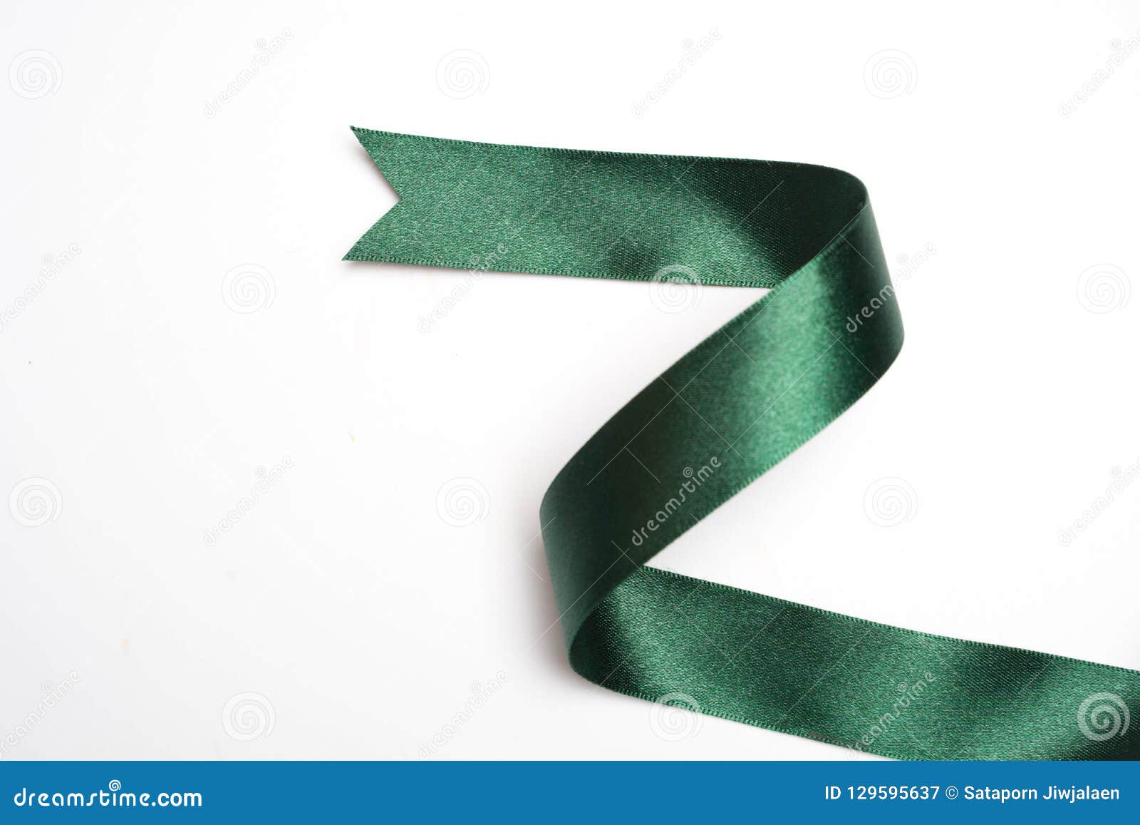 Green Ribbon Border Isolated on White Stock Image - Image of satin ...