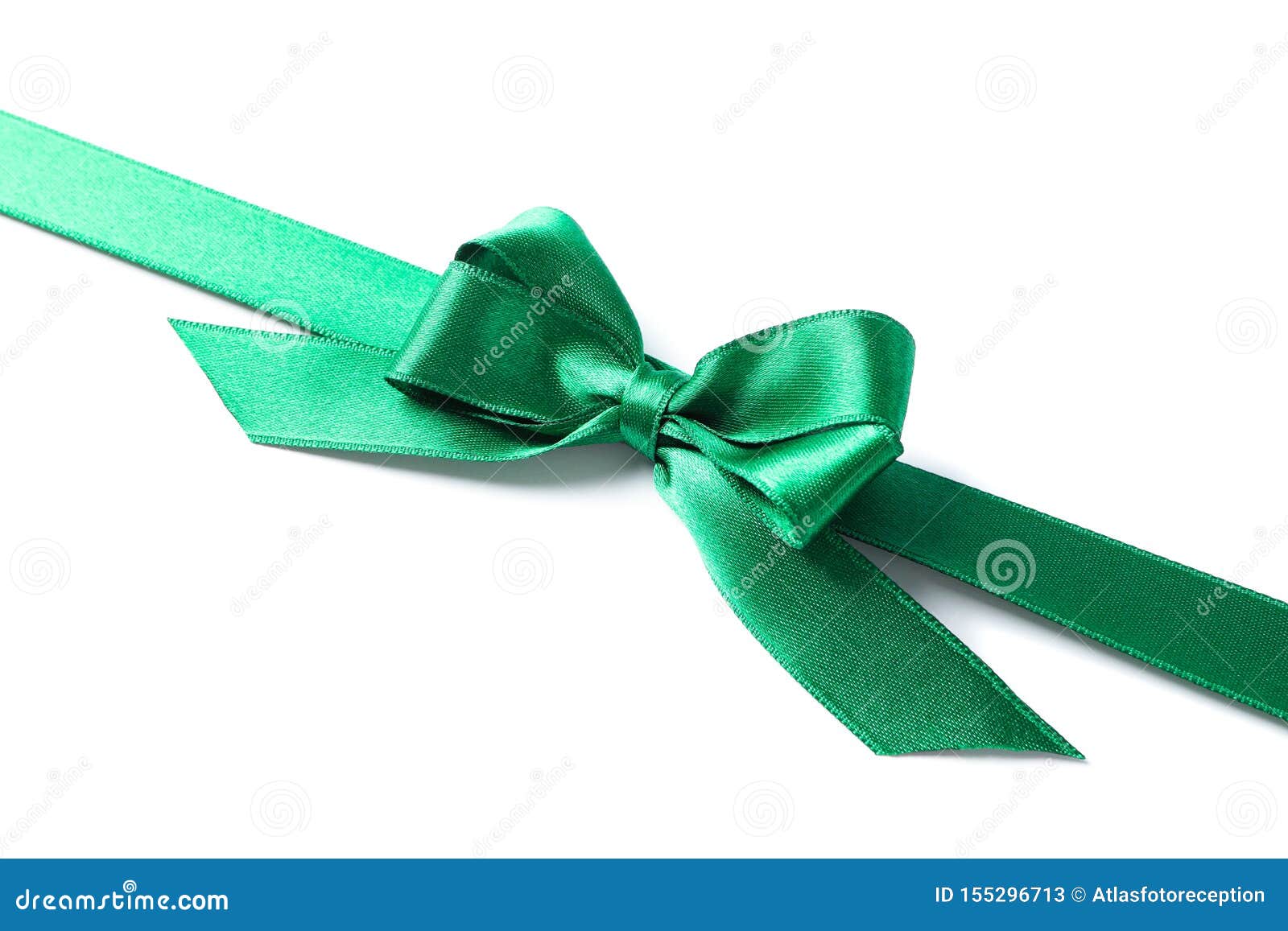 Green Ribbon with Bow Isolated on White Background Stock Image - Image ...