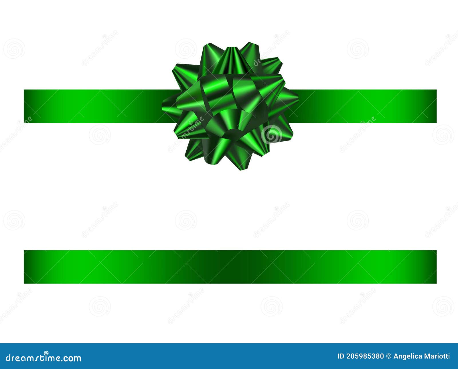 Green ribbon with bow stock vector. Illustration of green - 205985380