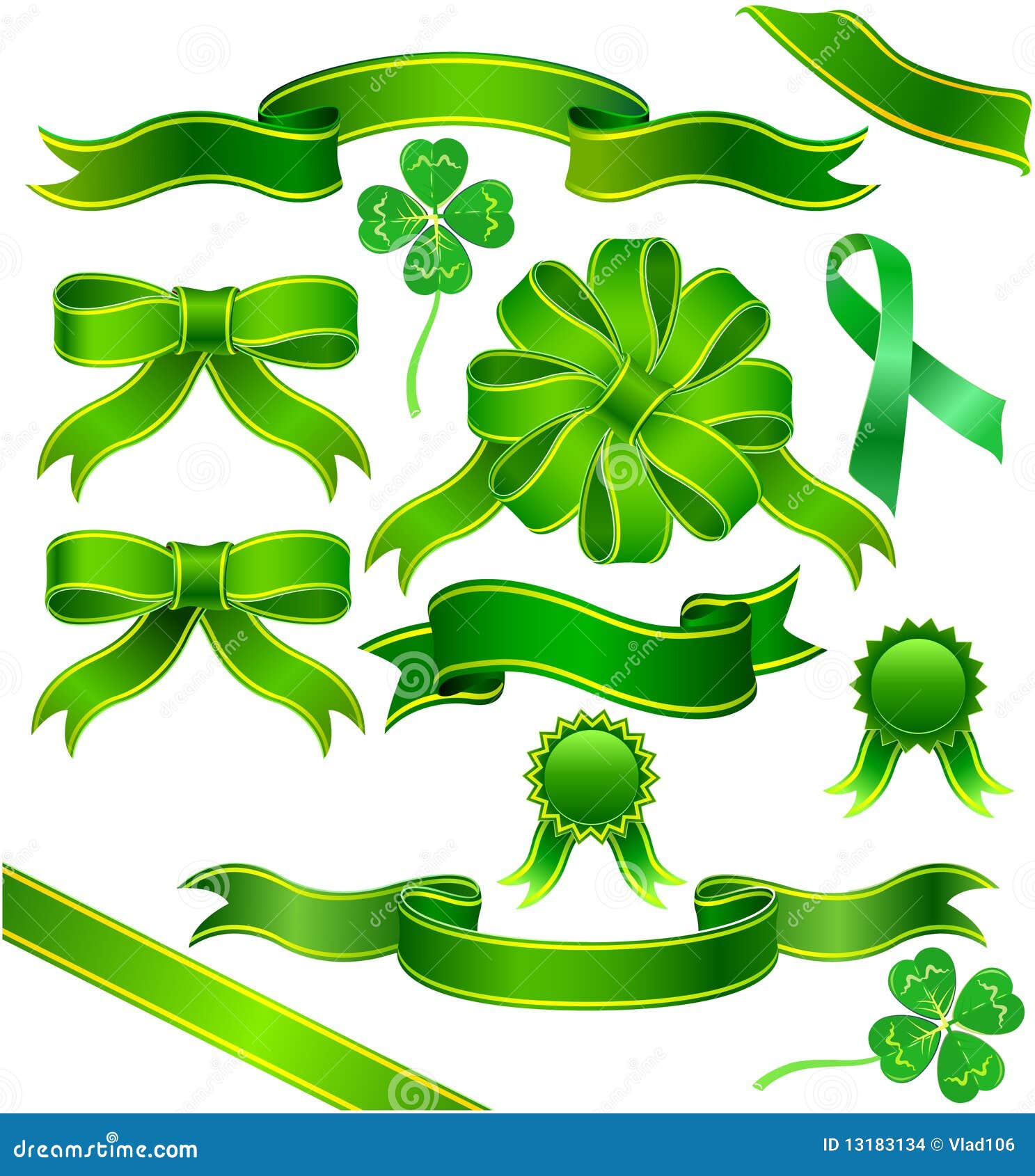 Green ribbon with clover stock vector. Illustration of clover - 13183134
