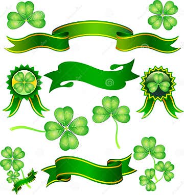 Green ribbon with clover stock vector. Illustration of floral - 9551834