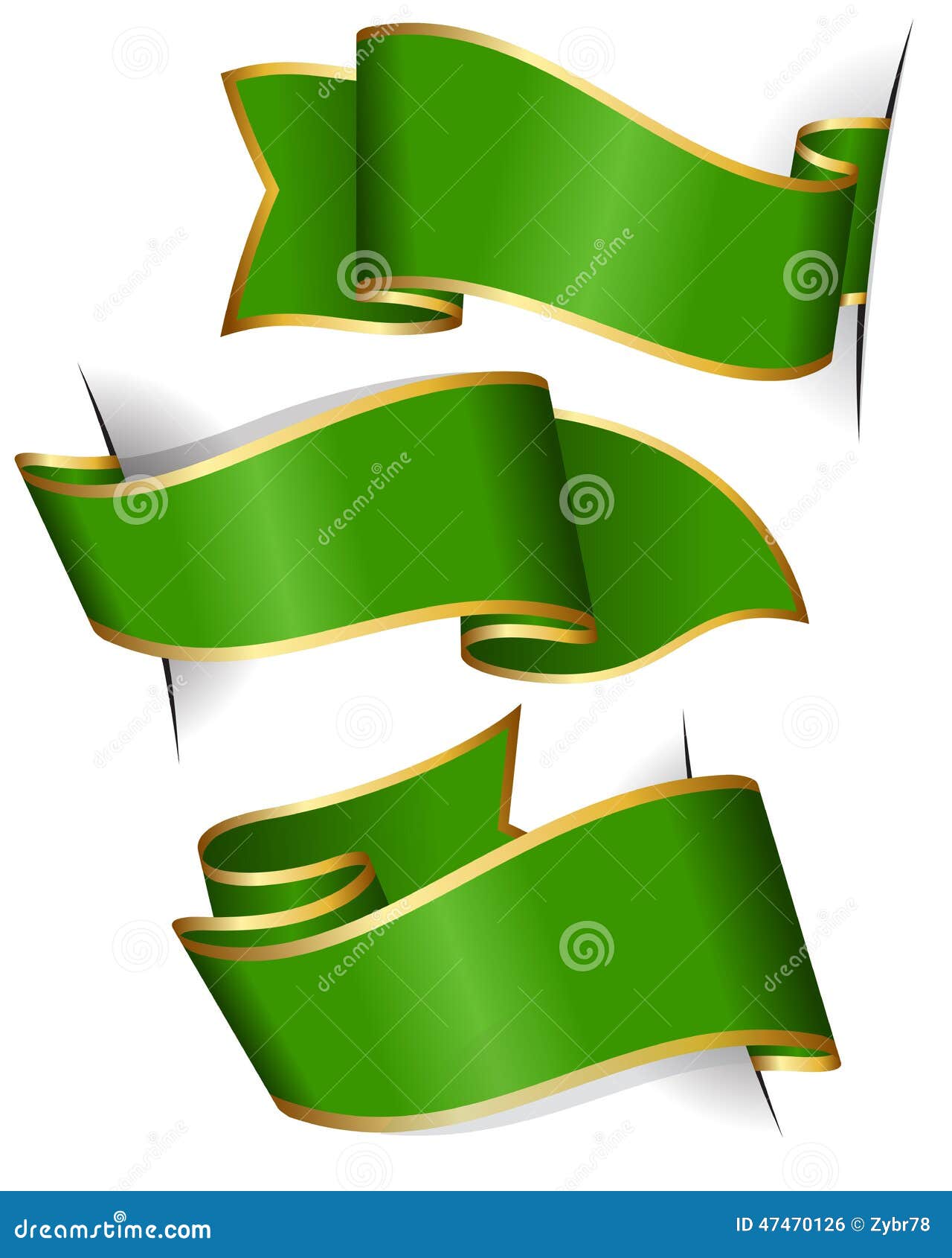 Green ribbon collection stock vector. Illustration of ribbon - 47470126