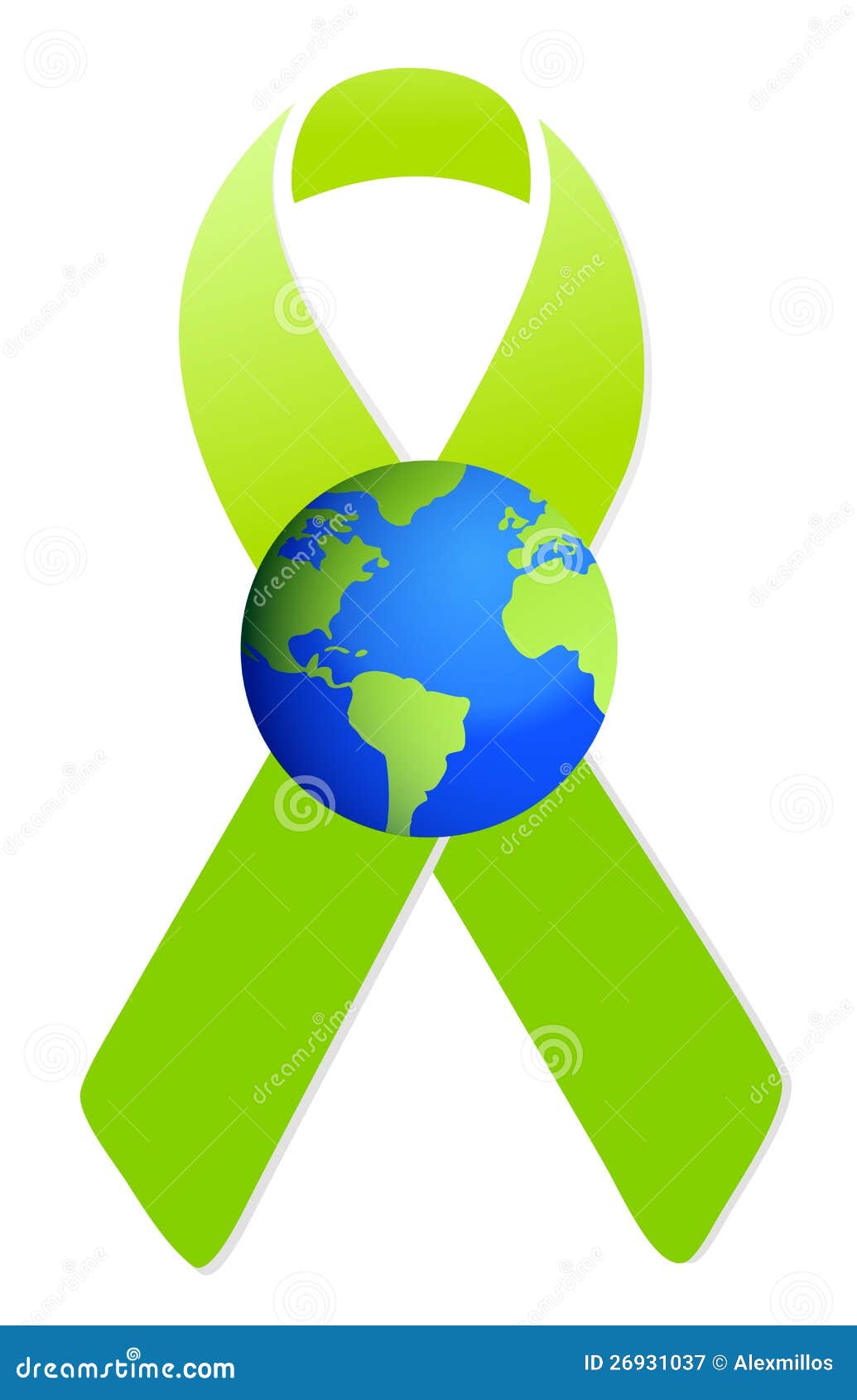 Green Ribbon and Globe Illustration Design Stock Illustration ...