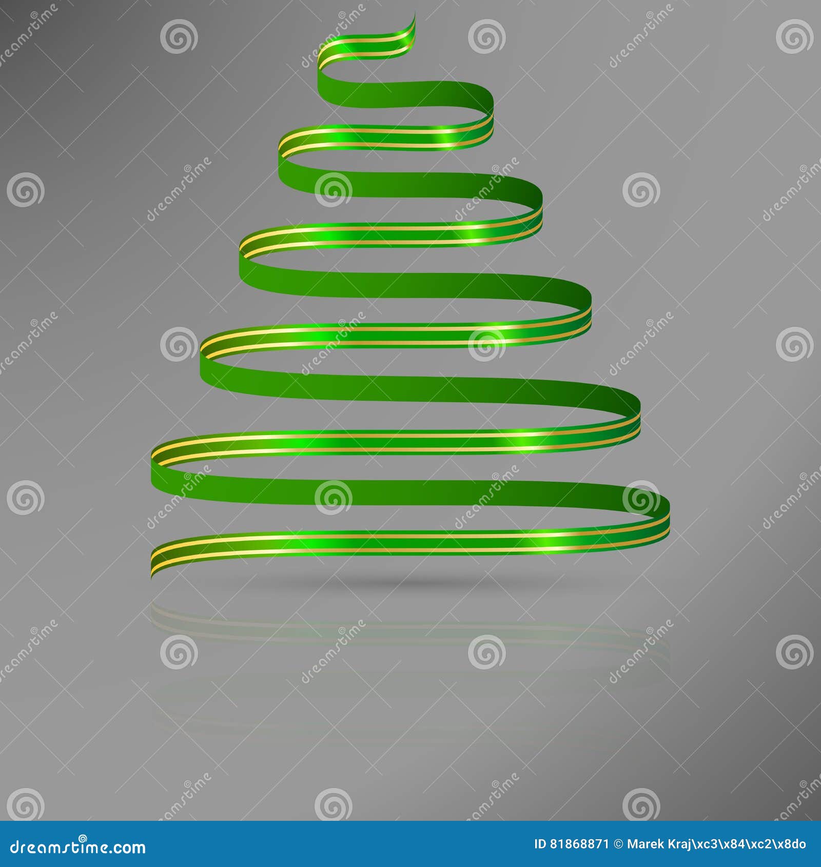 Green Ribbon with Gold Lines in Shape of Abstract Christmas Tree Stock ...