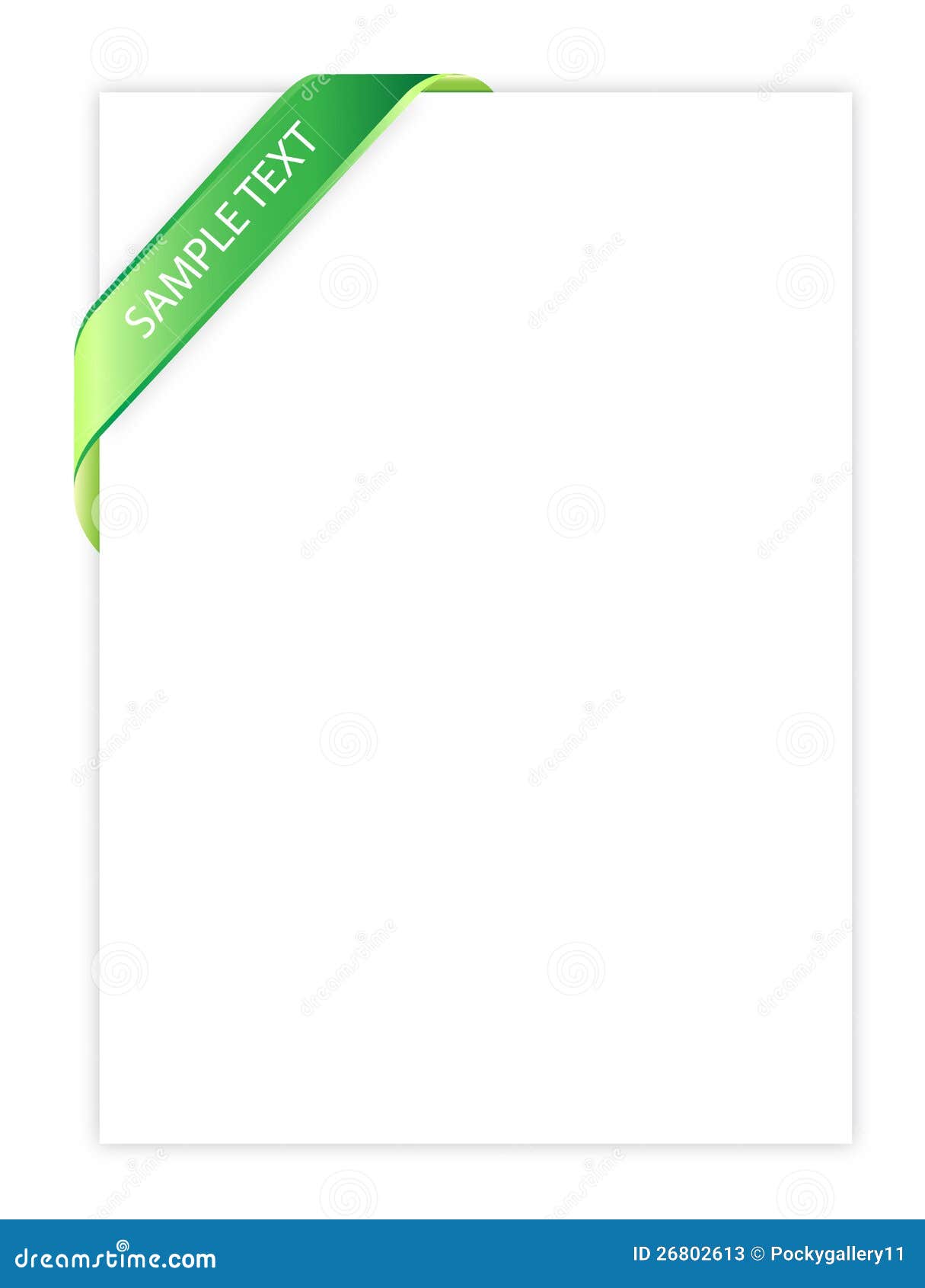 Green ribbon on paper stock vector. Illustration of peeling - 26802613