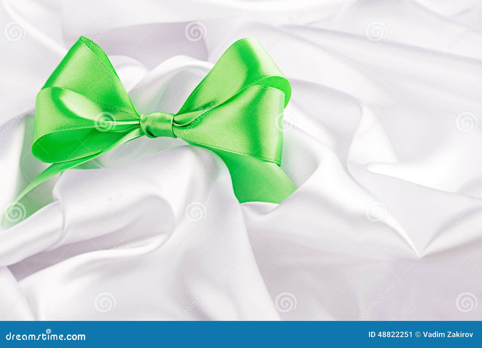 Green ribbon satin bow stock image. Image of anniversary - 48822251