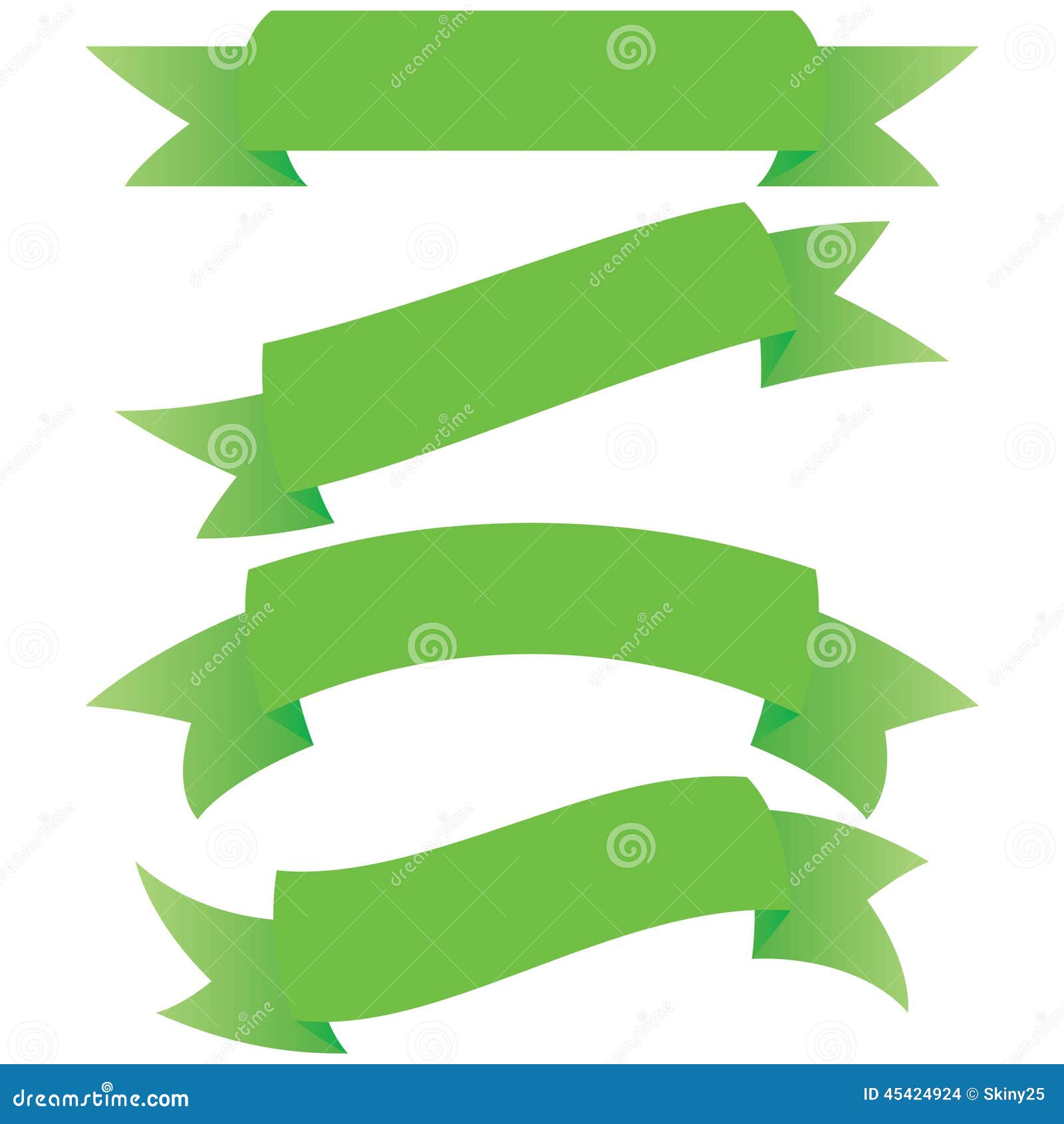 Green ribbon set. stock vector. Illustration of eps10 - 45424924