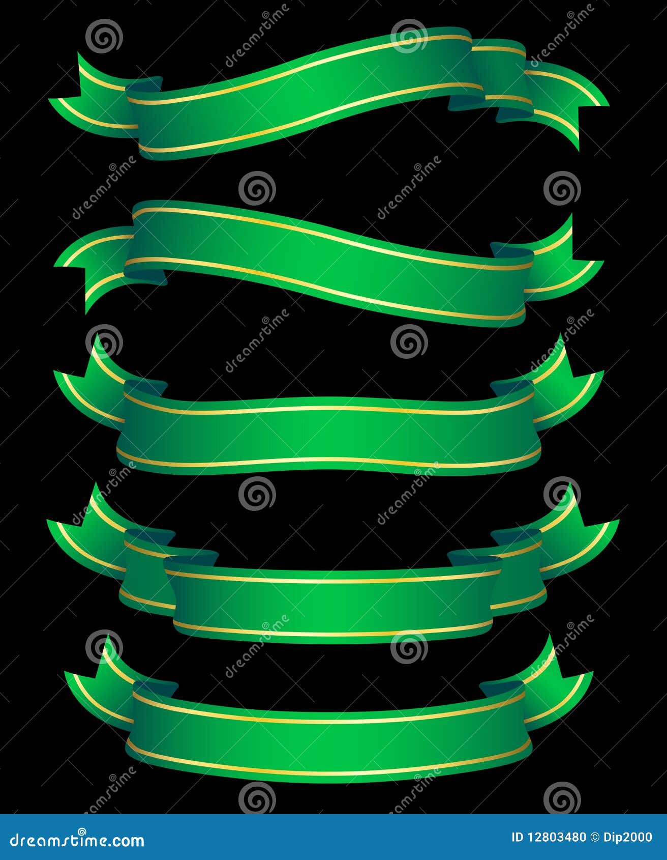 Green ribbons stock vector. Illustration of award, element - 12803480