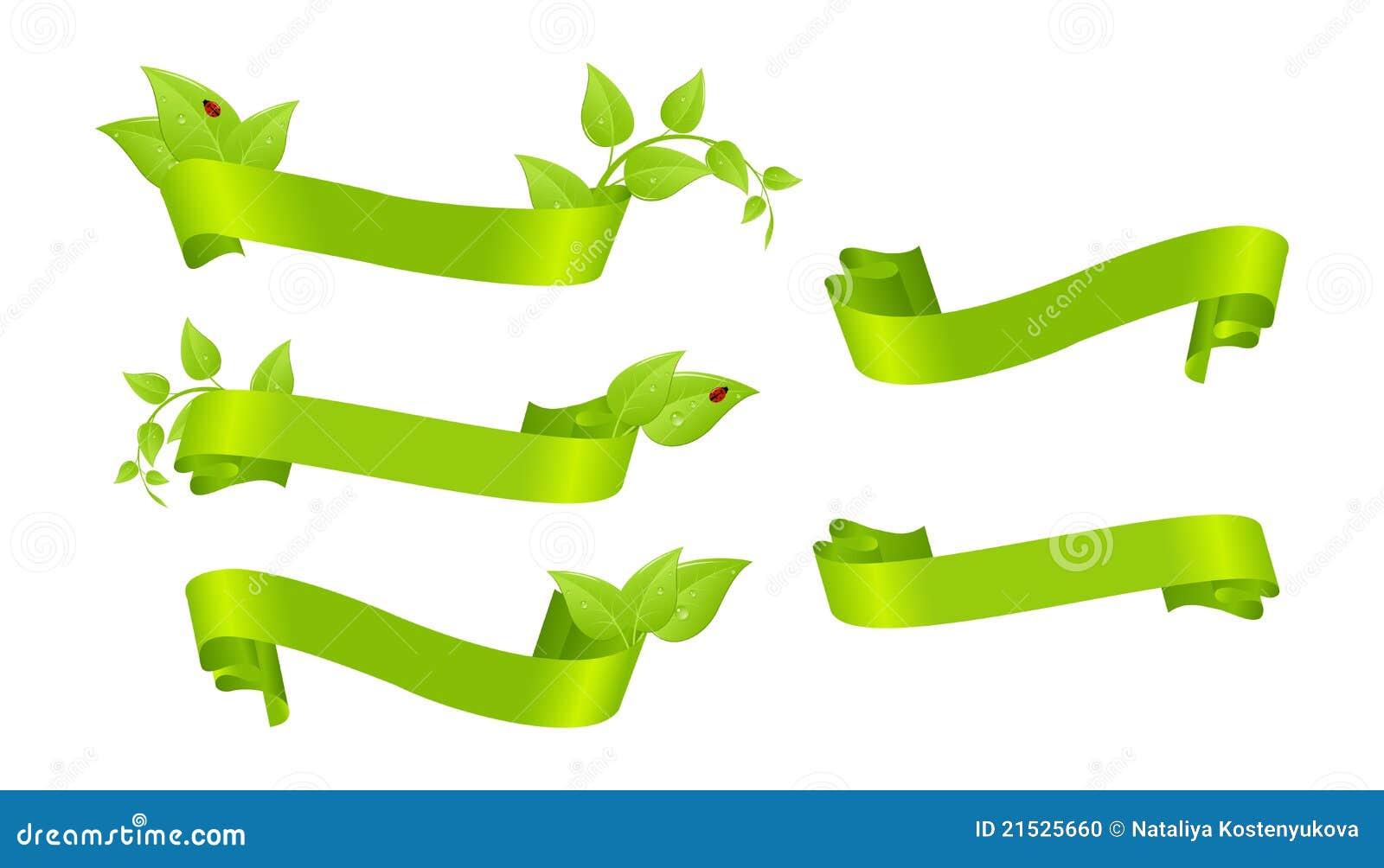 Green ribbons stock vector. Illustration of label, color - 21525660