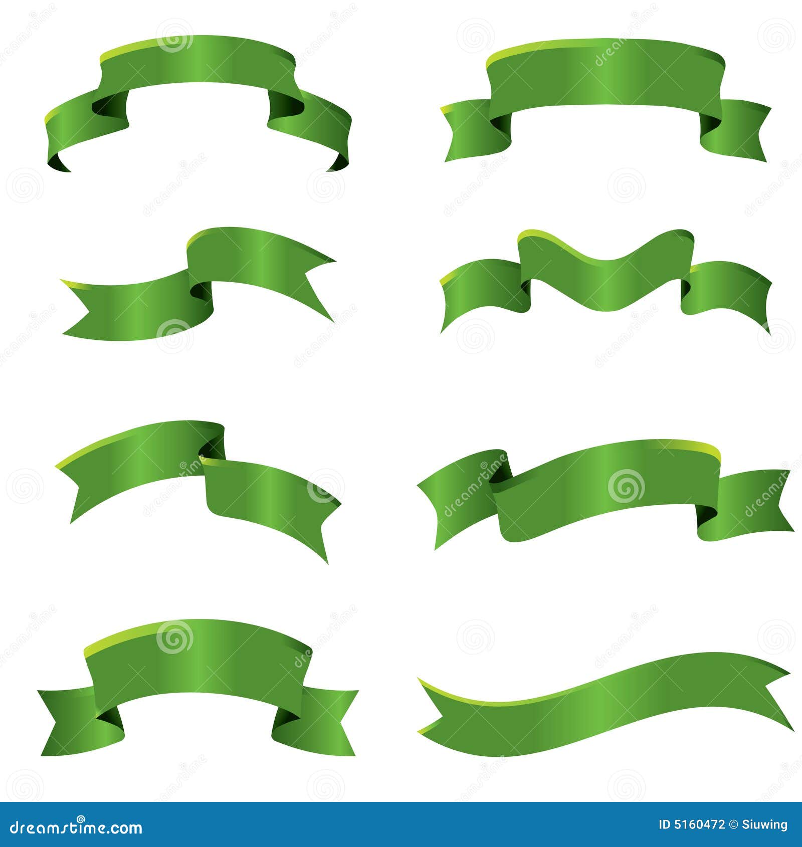 Green ribbons stock vector. Illustration of frame, painting - 5160472