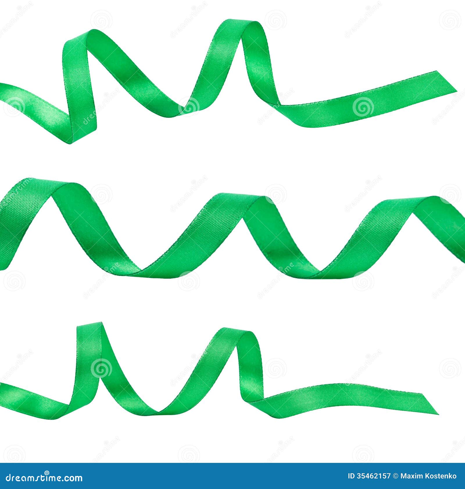 Green ribbons stock image. Image of collection, gift - 35462157