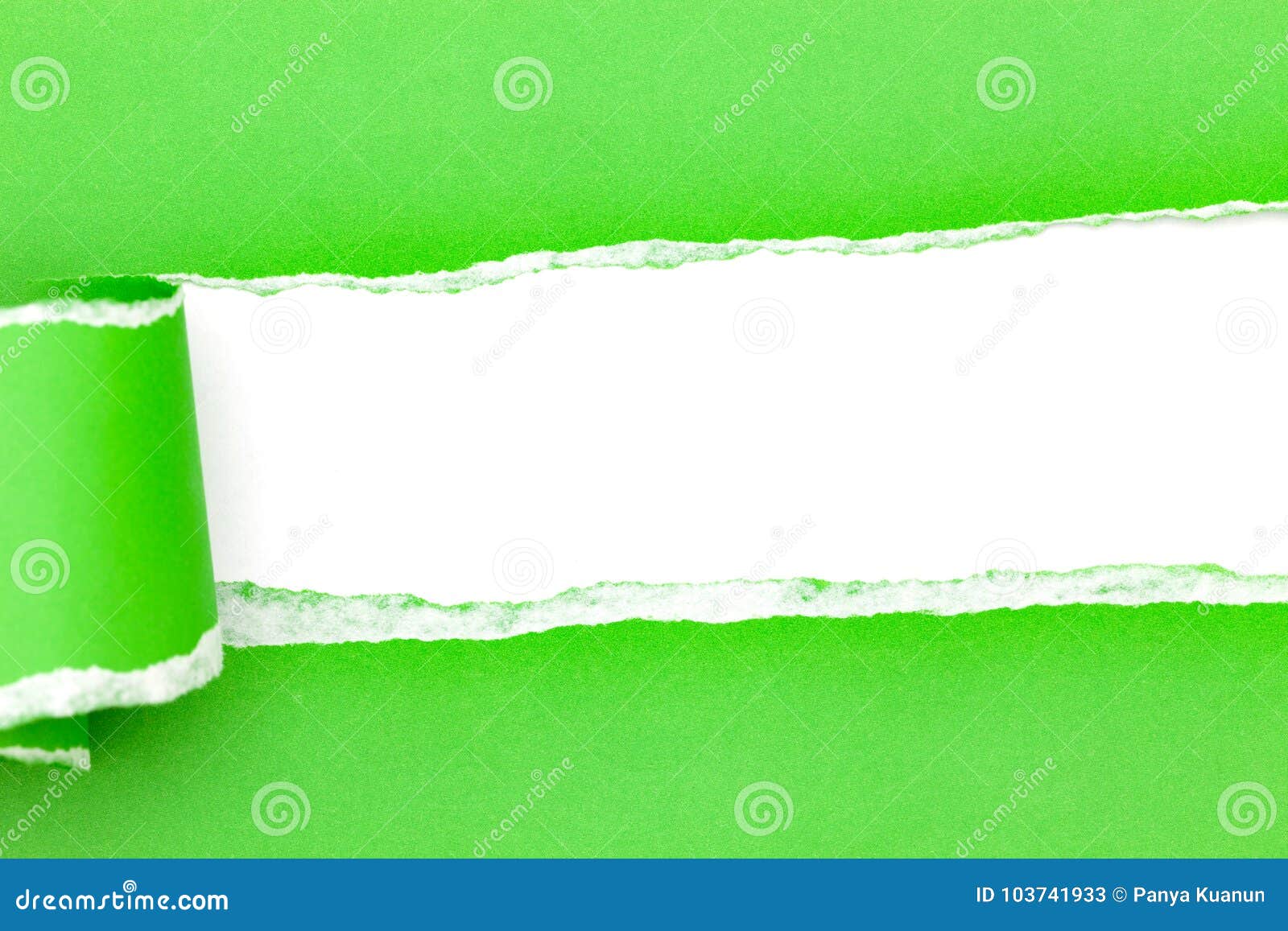 Green Ripped Open Paper on White Paper Background. Stock Image - Image ...
