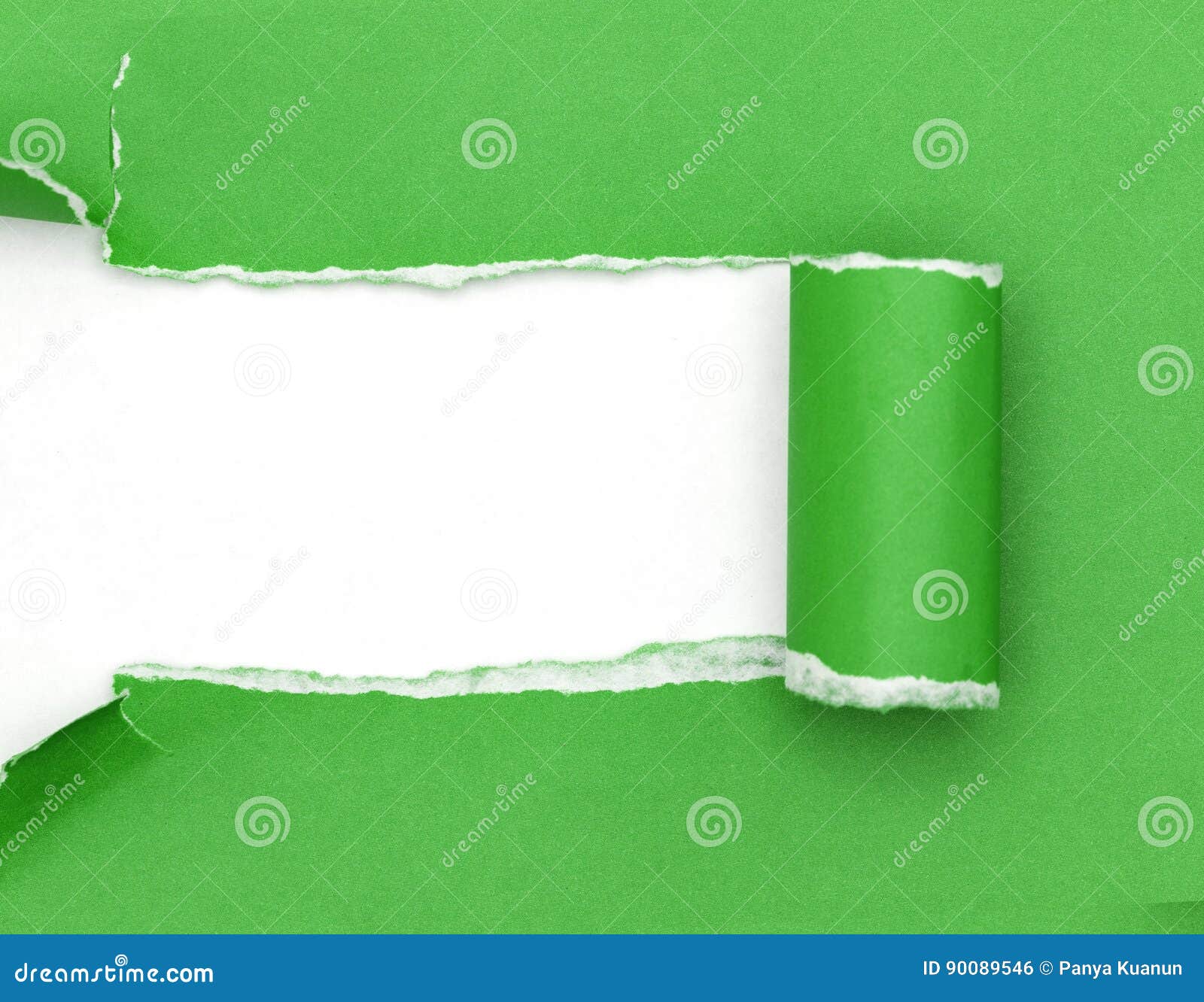 Green Ripped Open Paper on White Paper Background. Stock Photo - Image ...